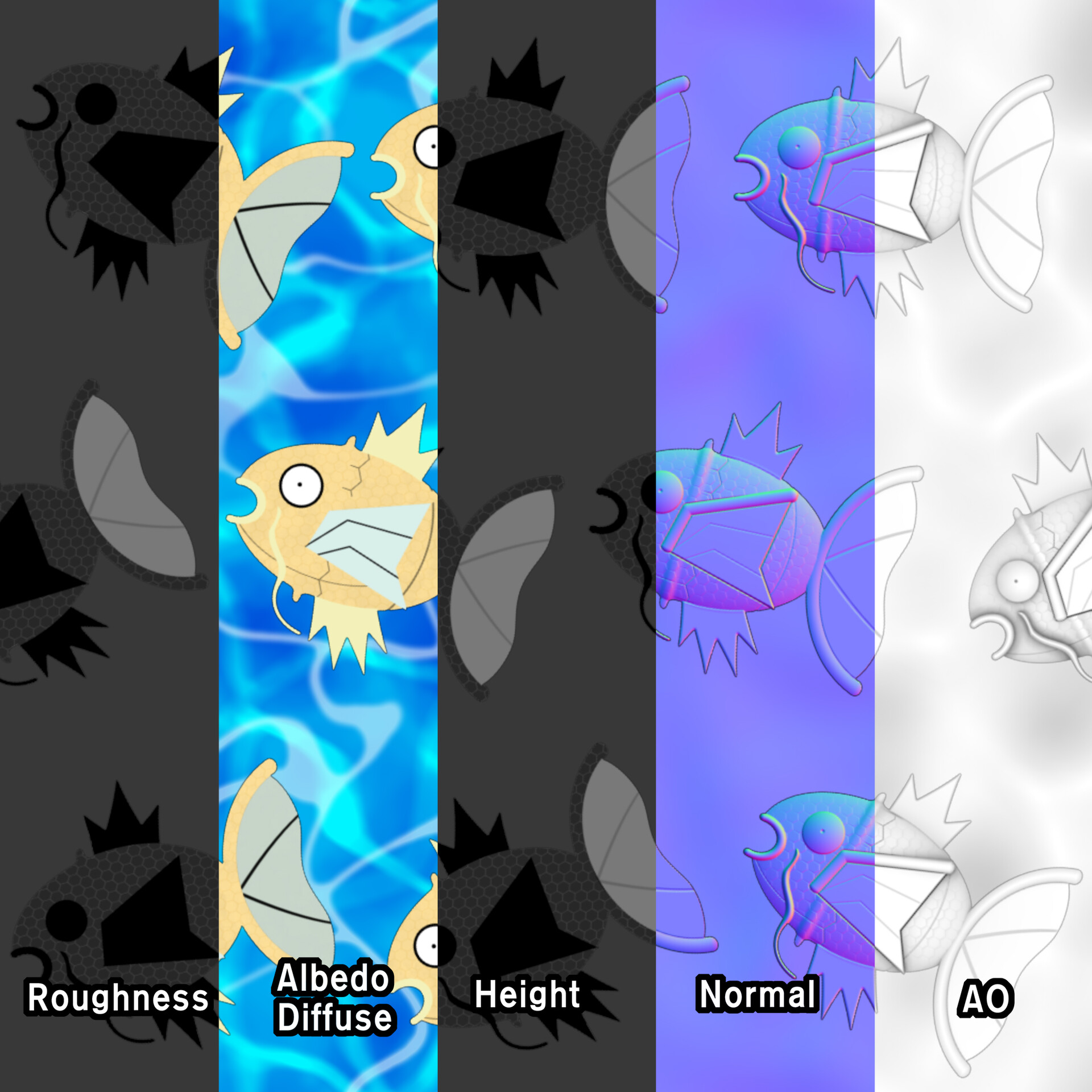 Minchan Kim - [SUBSTANCE DESIGNER Training] Pokemon - Magikarp Fan Art