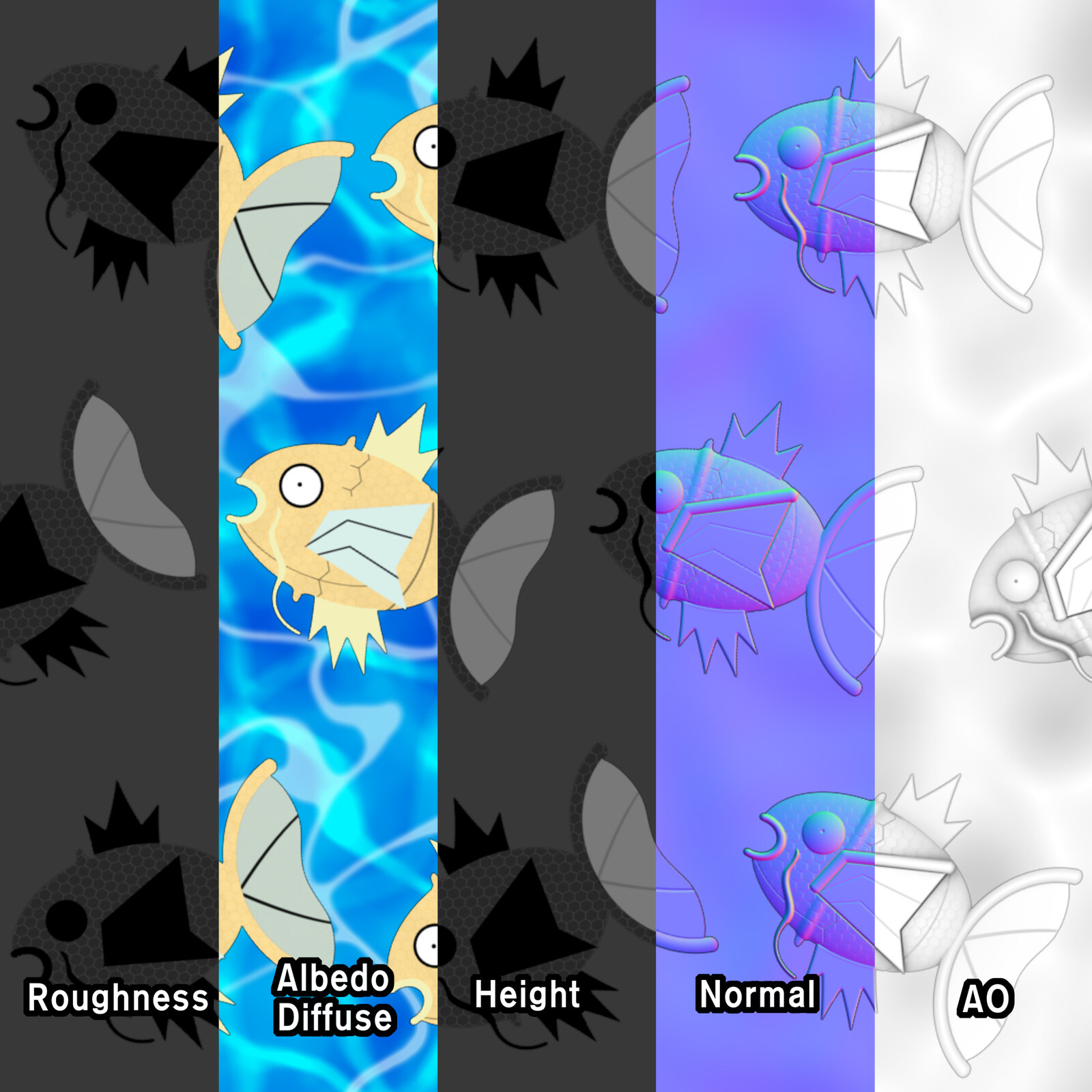 Minchan Kim - [SUBSTANCE DESIGNER Training] Pokemon - Magikarp Fan Art