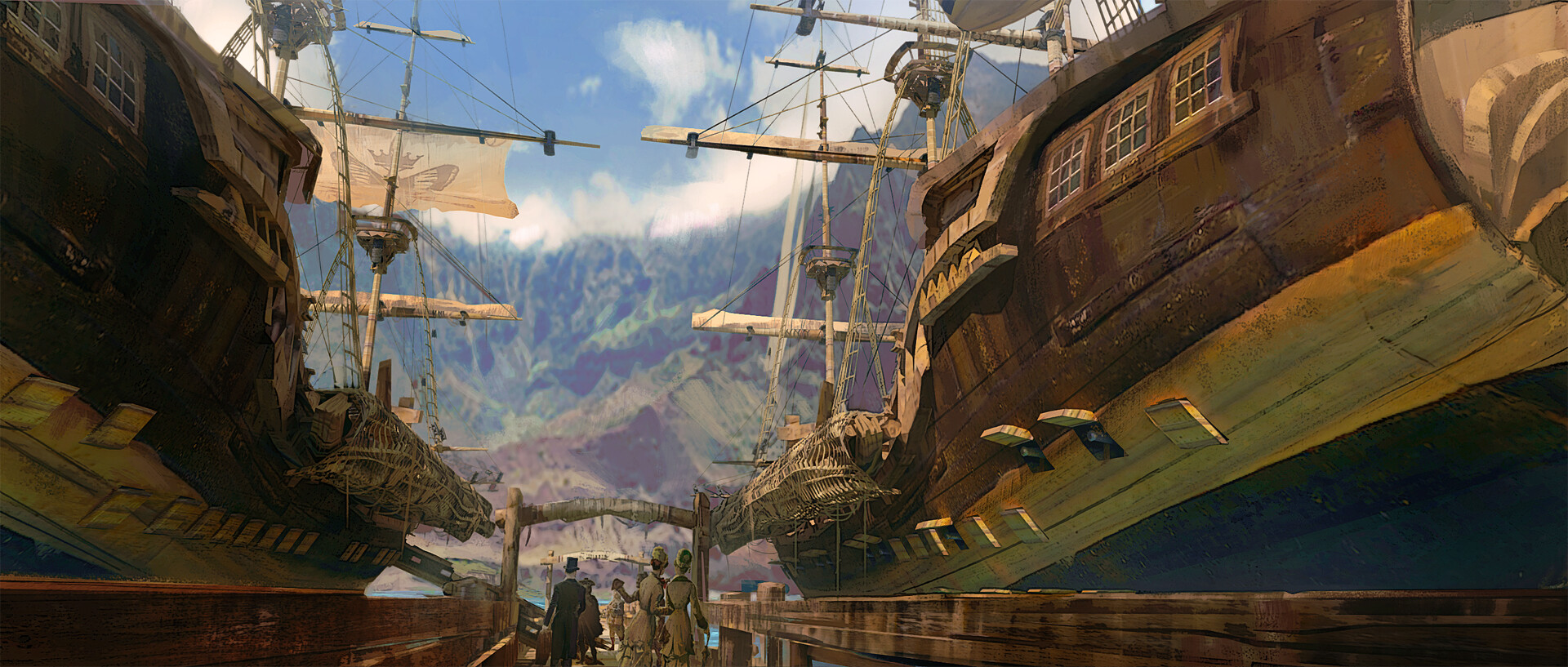 ArtStation - Black Moth Fleet at the docks