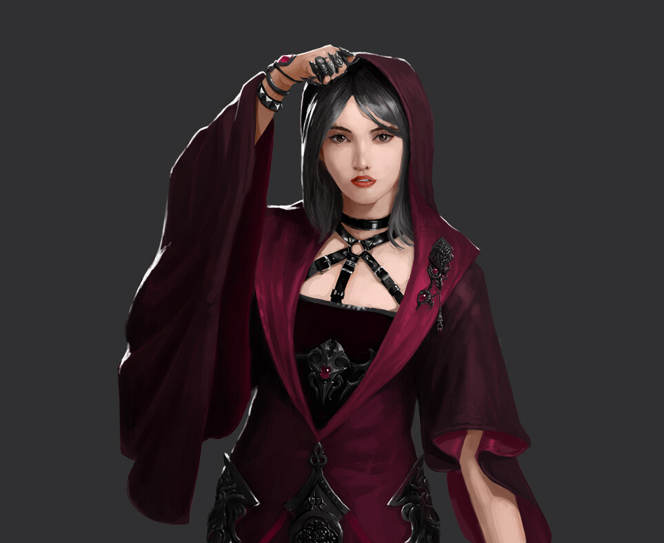 ArtStation - Dark Wizard with red velvet hoodie