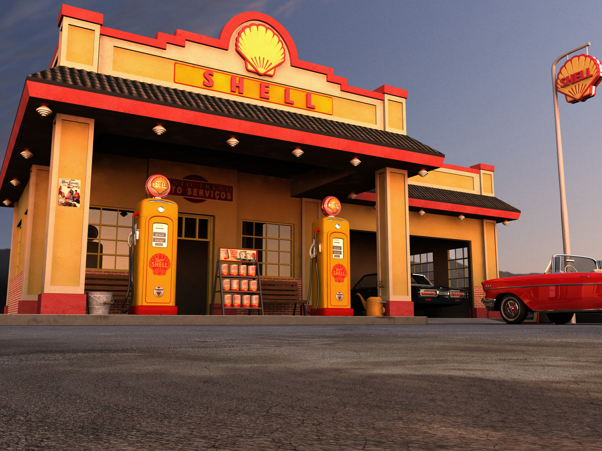 Newton Verlangieri - Vintage Shell Gas Station