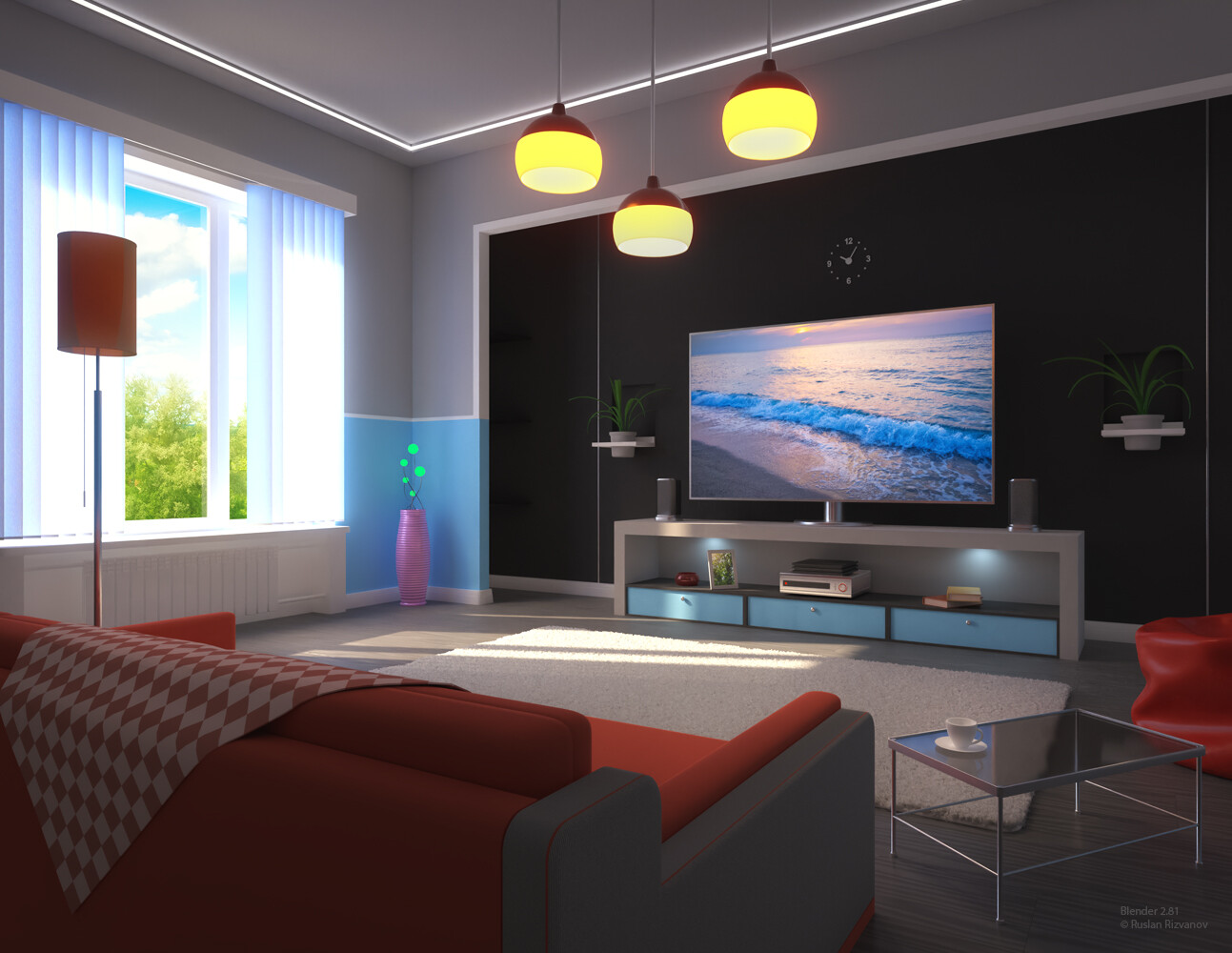 ArtStation - Evening Interior in Blender 2.8 (Cycles+Denoise node)