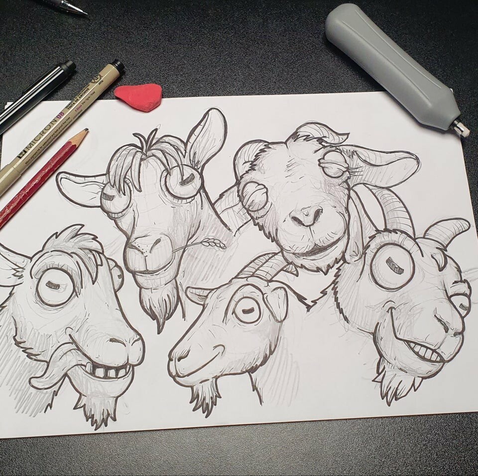 ArtStation - Practicing Goats is fun!