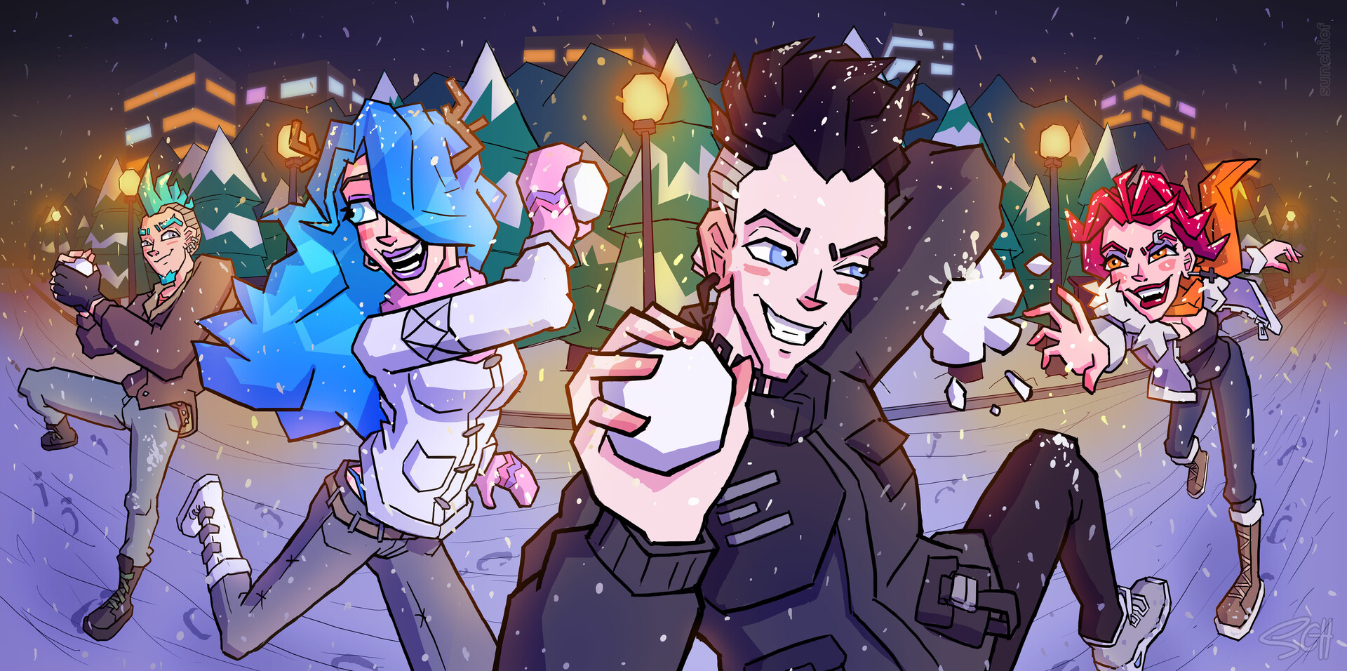 ArtStation - Snowball night