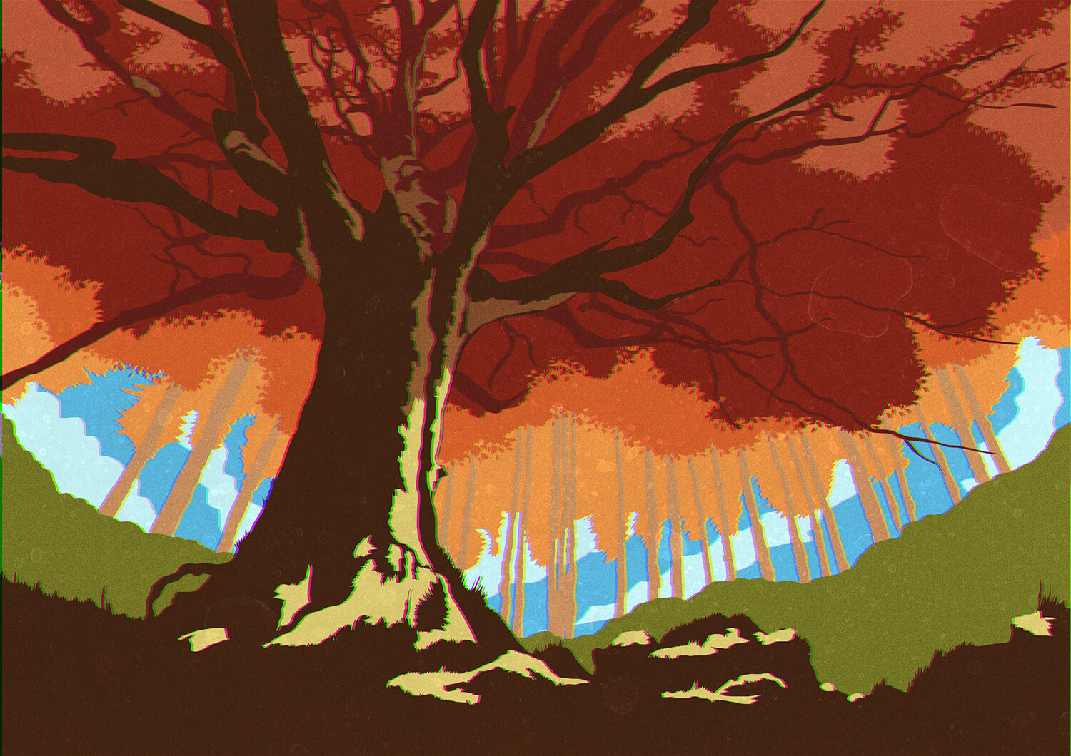ArtStation - Game mockup art of Visual novel. Big tree.