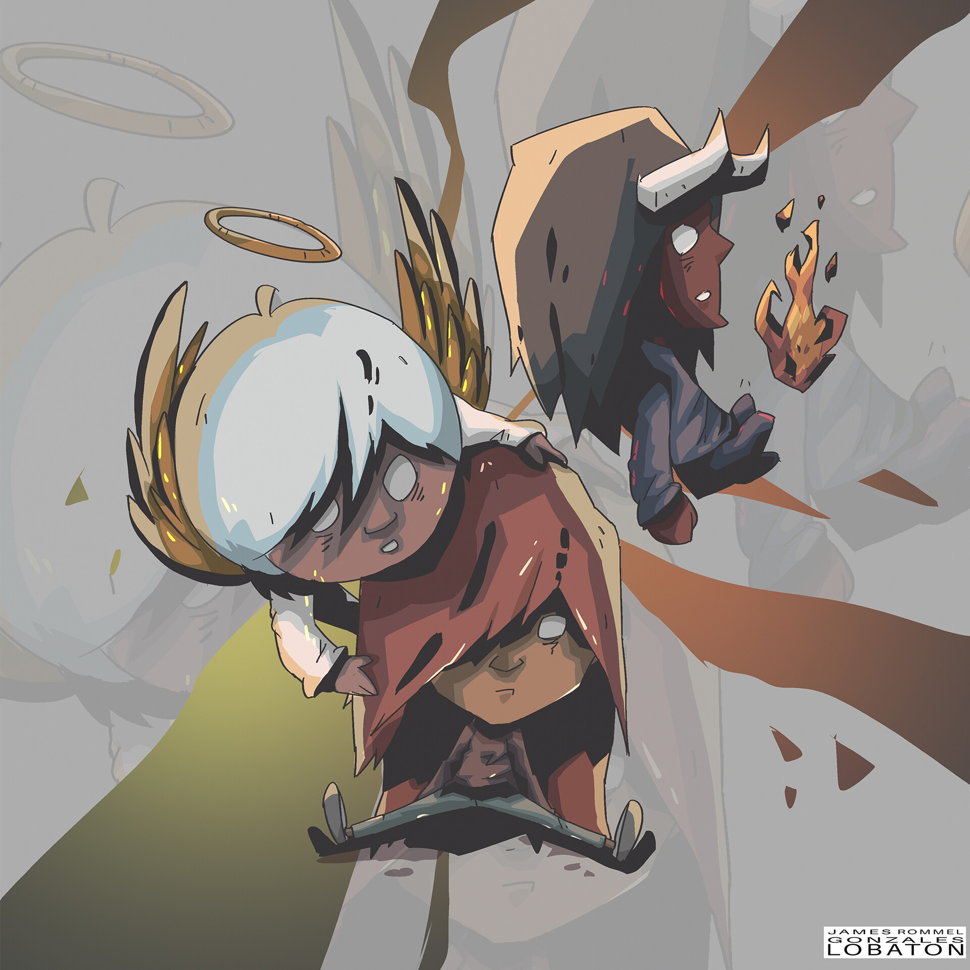 ArtStation - ANGEL DEMON and THE EMO