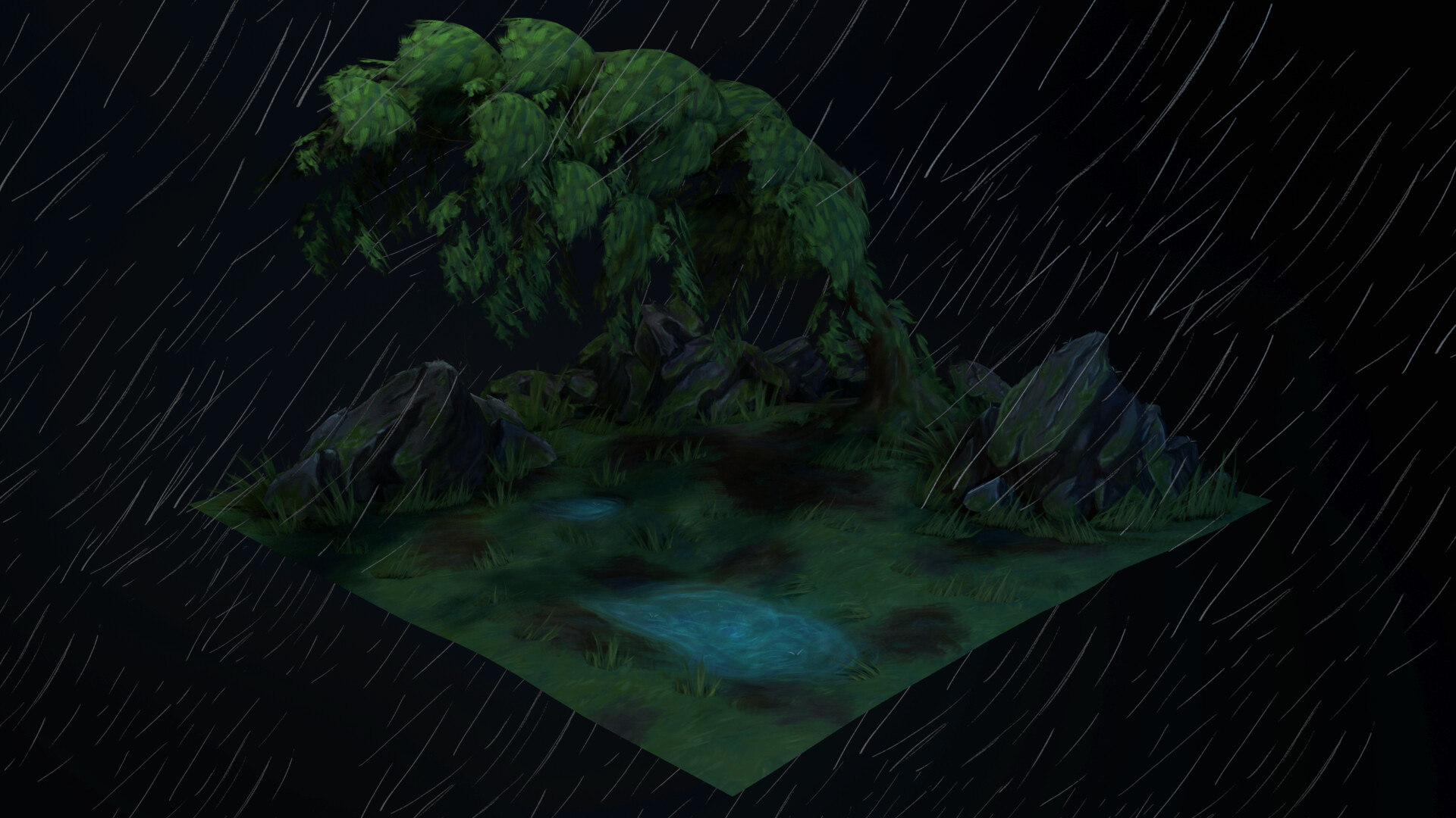 ArtStation - Rainy Tree Vignette