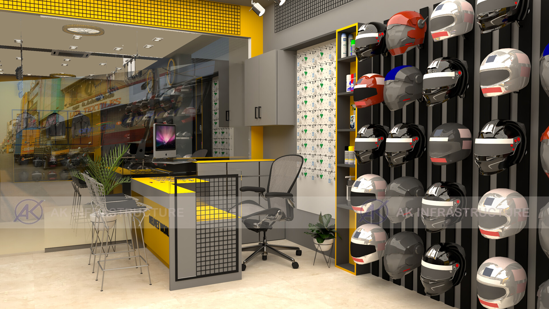 HELMET SHOWROOM DESIGN Interior Design Portfolio, Showroom, 55% OFF