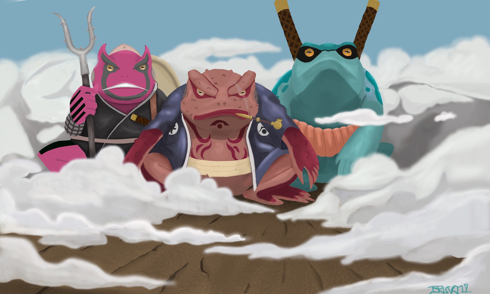 ArtStation - Naruto frogs fan art