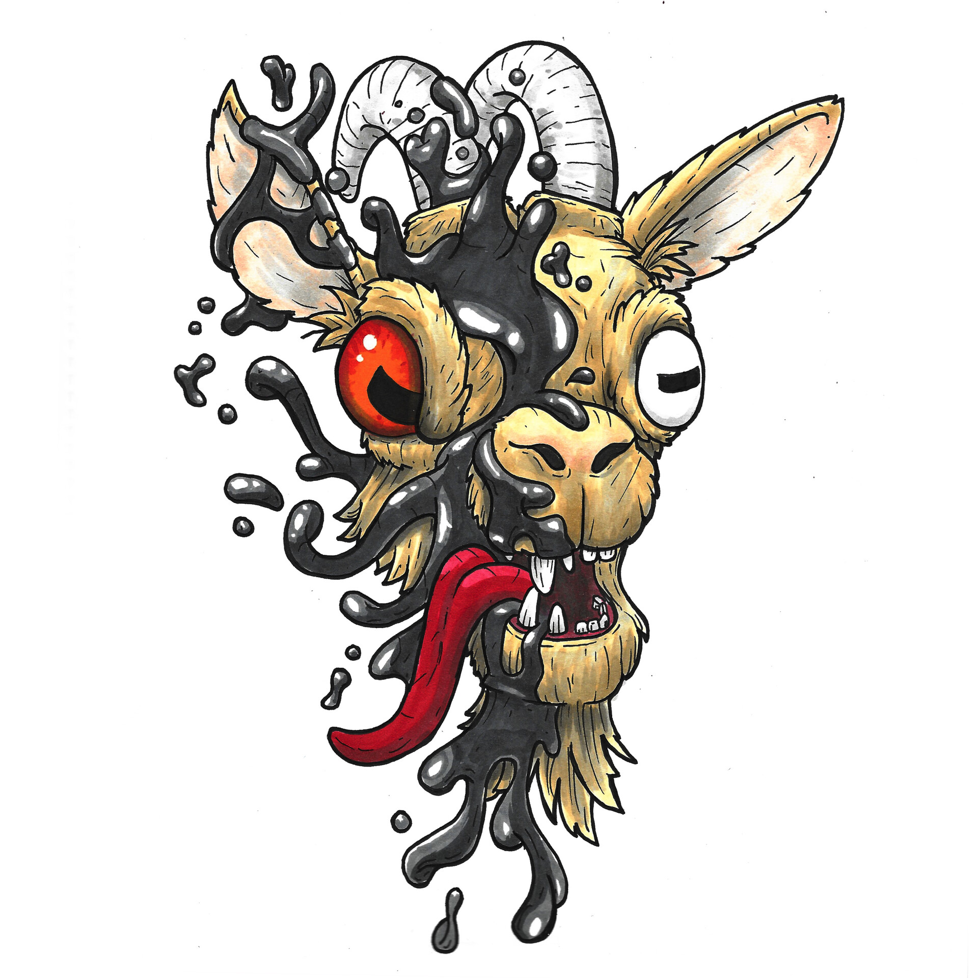 how to draw a goat demon