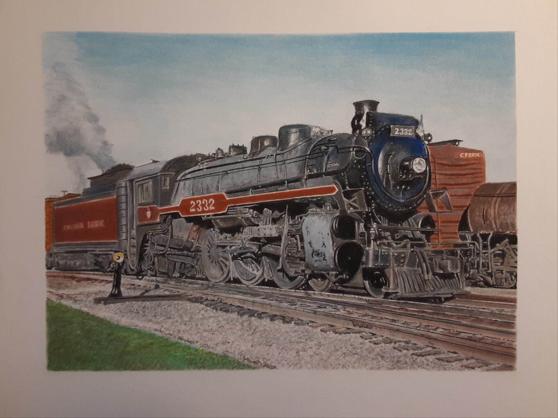 ArtStation - Pastel of a Canadian Pacific steam engine in passenger colours