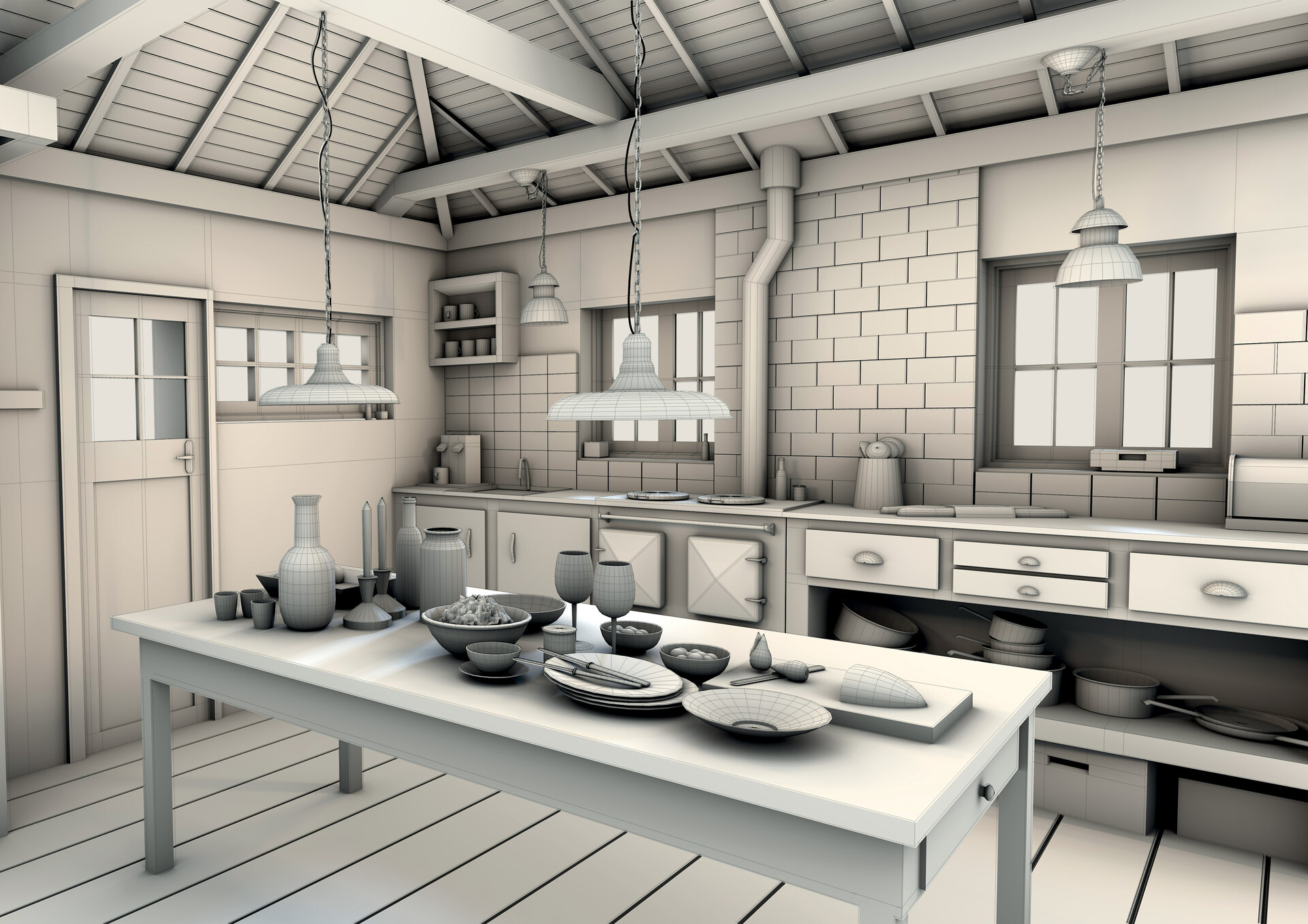 ArtStation - Wireframe kitchen