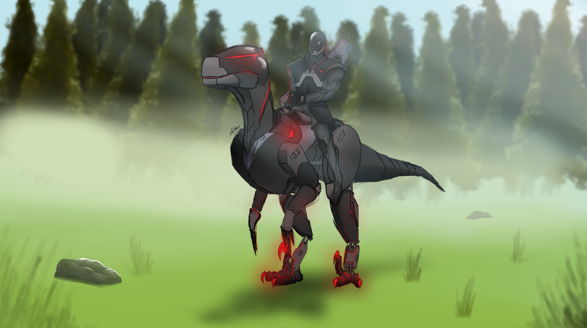 ArtStation - CONCEPT DESIGN: Futuristic Raptor + Soldier