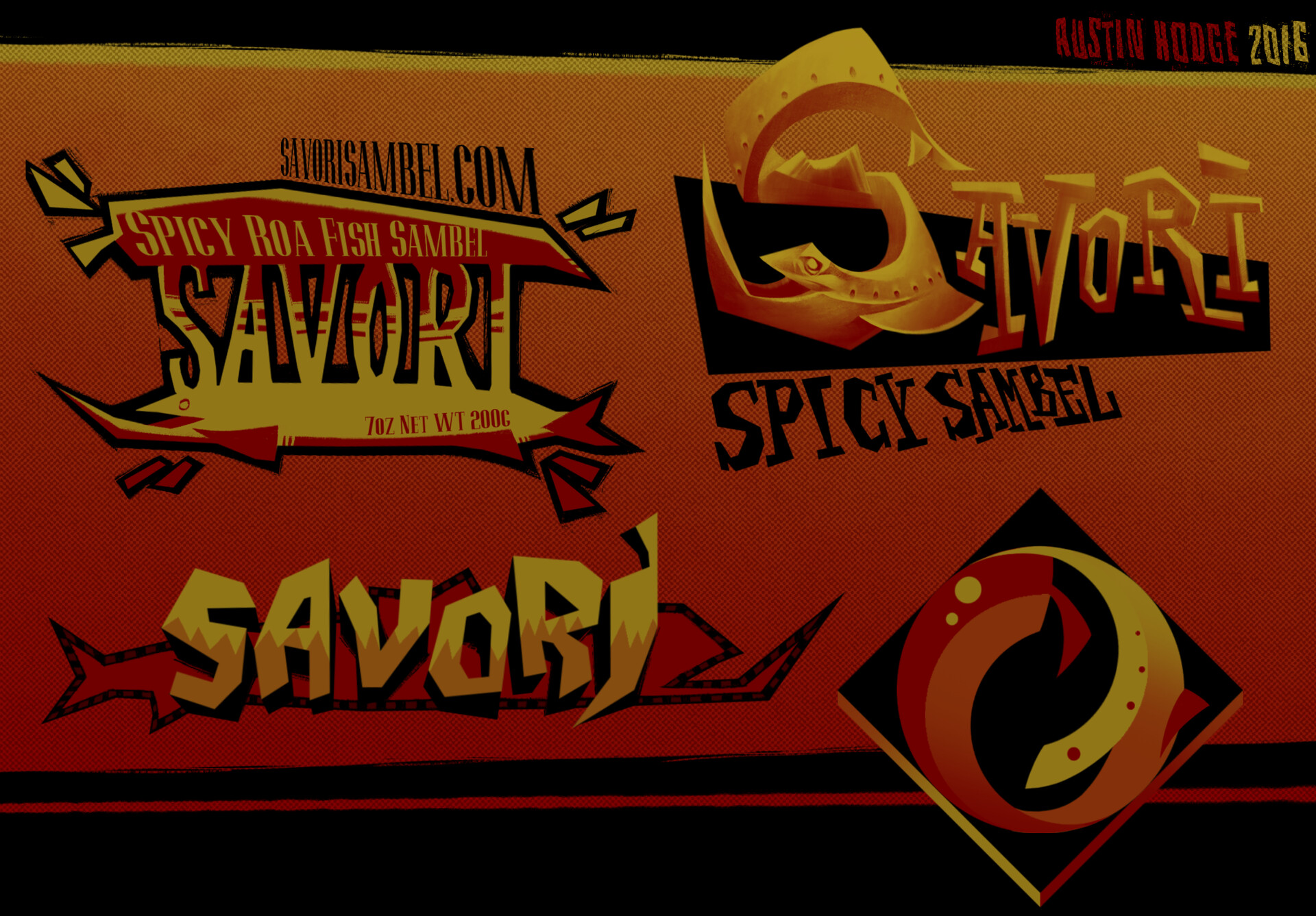 Austin Hodge - SAVORI / Roa JuDes food label logo concepts