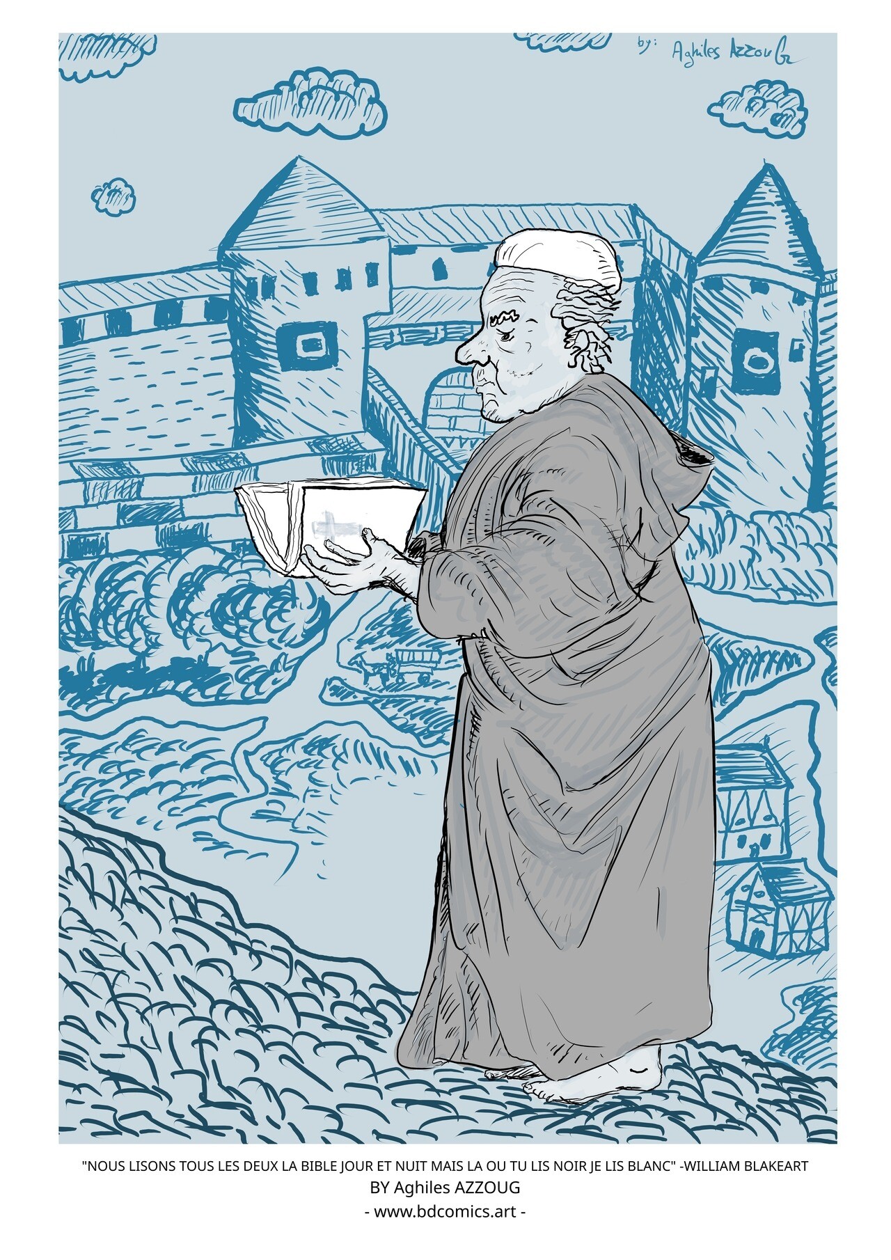 ArtStation - Un moine qui lit sa bible en 16 e , Aghiles AZZOUG