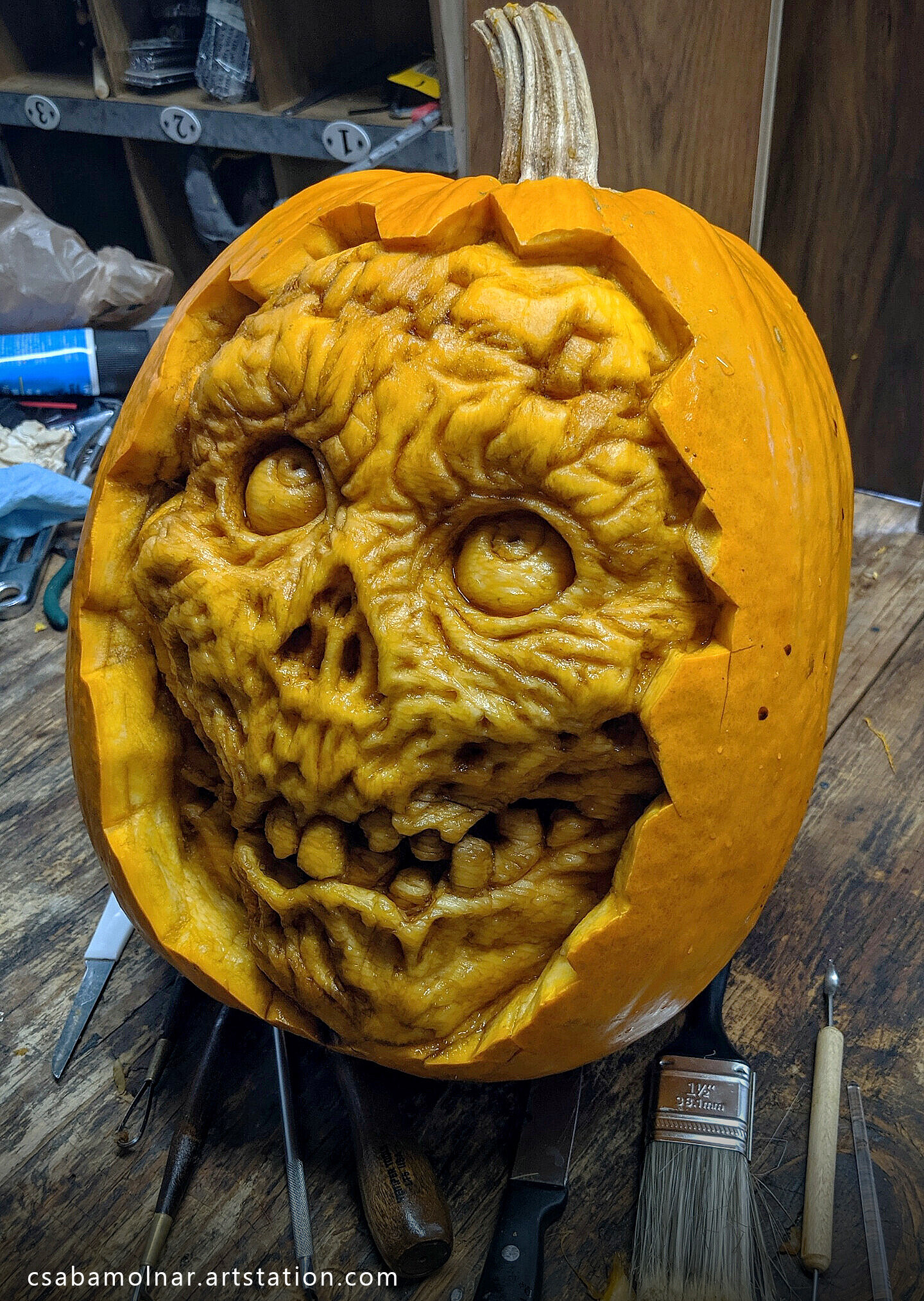 3d Skull Pumpkin Carving