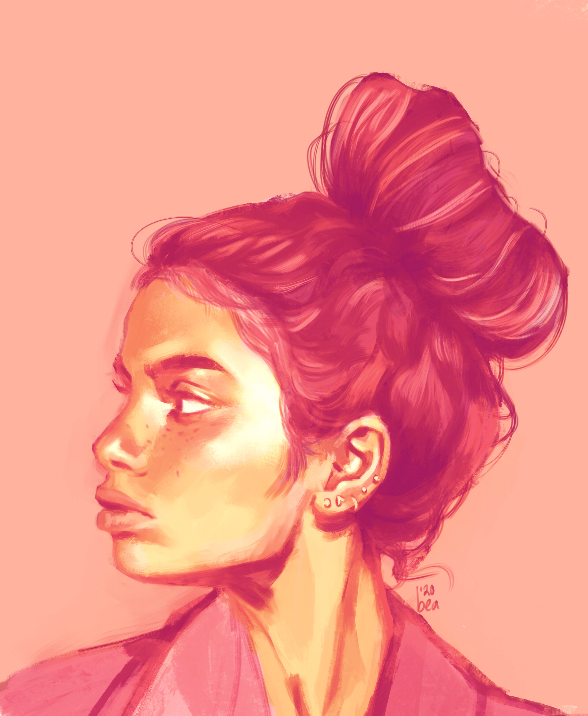 ArtStation - Pink portrait study