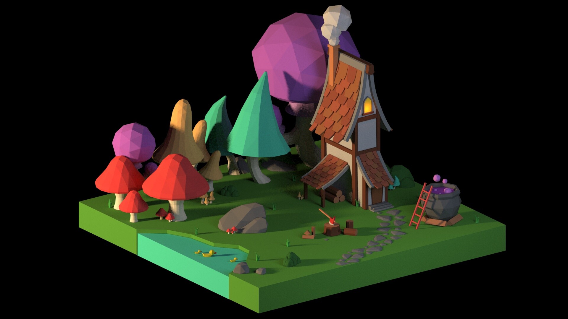 ArtStation - Wizard House in a Shroom Forest