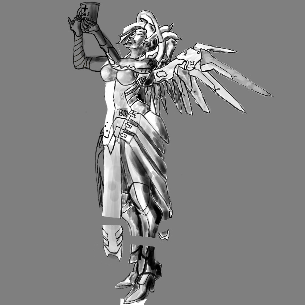 Daniel Mark Krause - Mercy Toast Victory Pose Painting From Overwatch ...