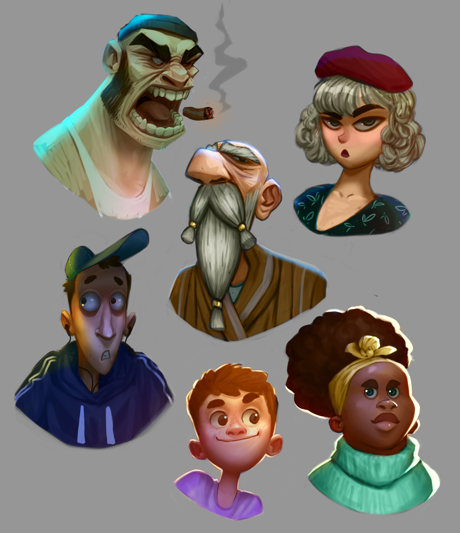 ArtStation - heads sketch, Benoit Roche