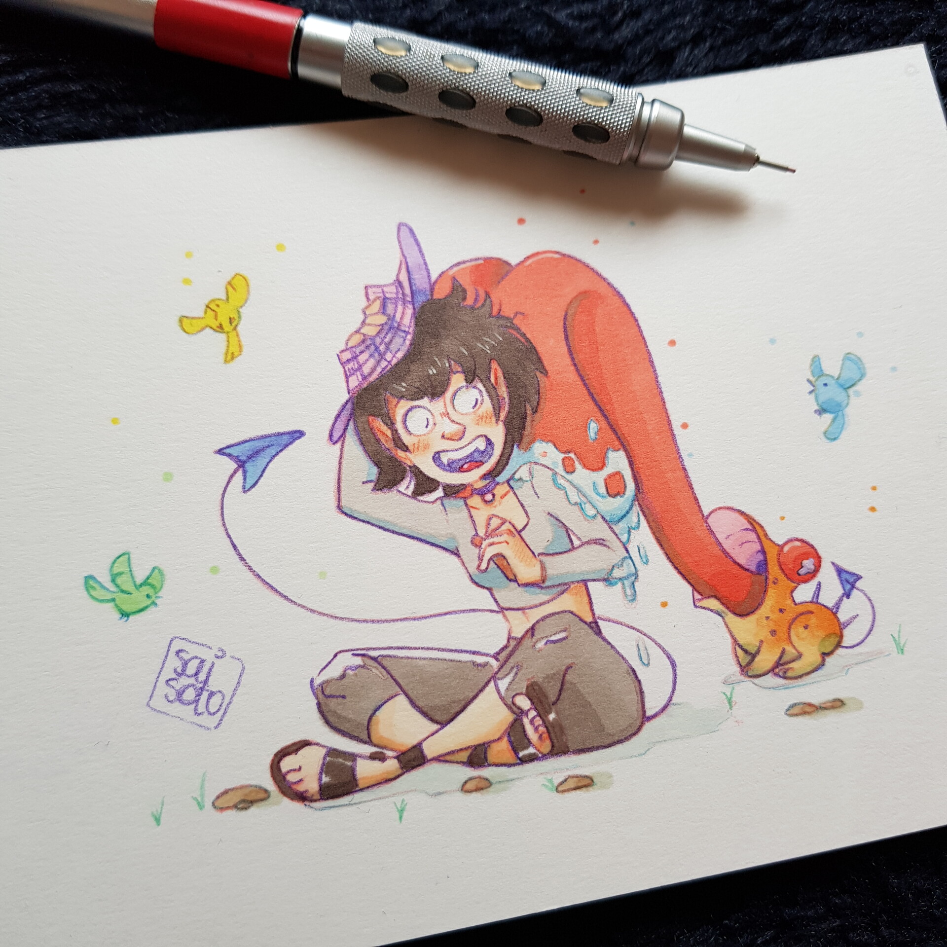 ArtStation - Demon girl and demon frog