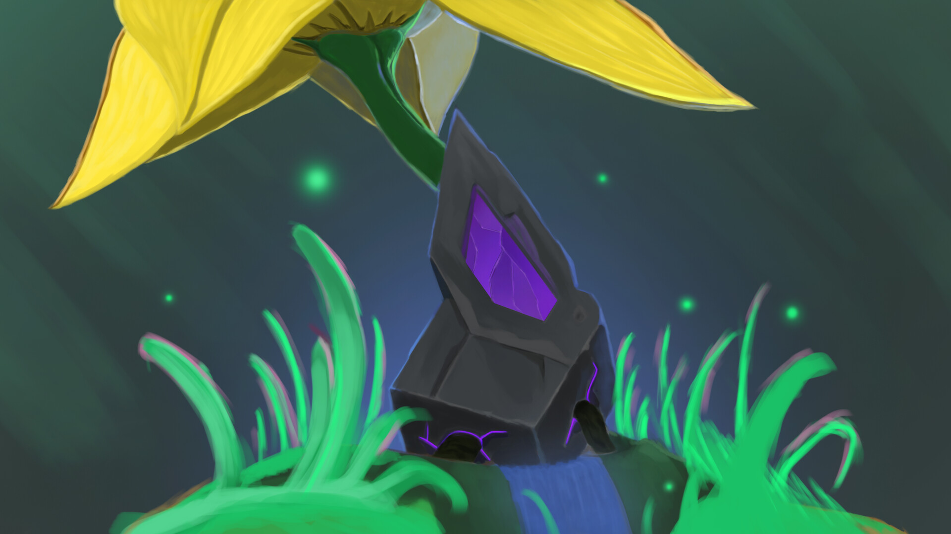 ArtStation - magic seed, flower in stone