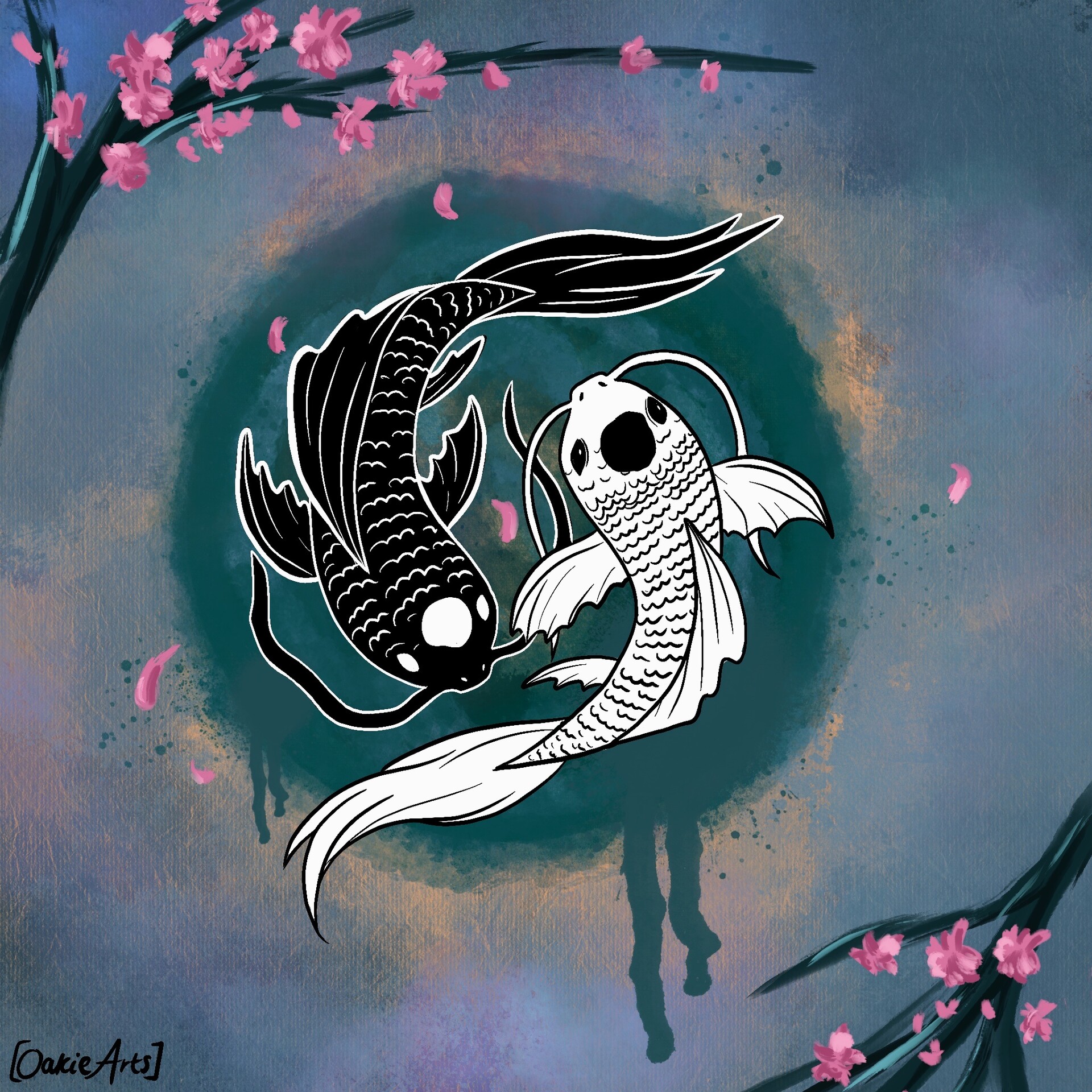 ArtStation - Yin and yang Koi