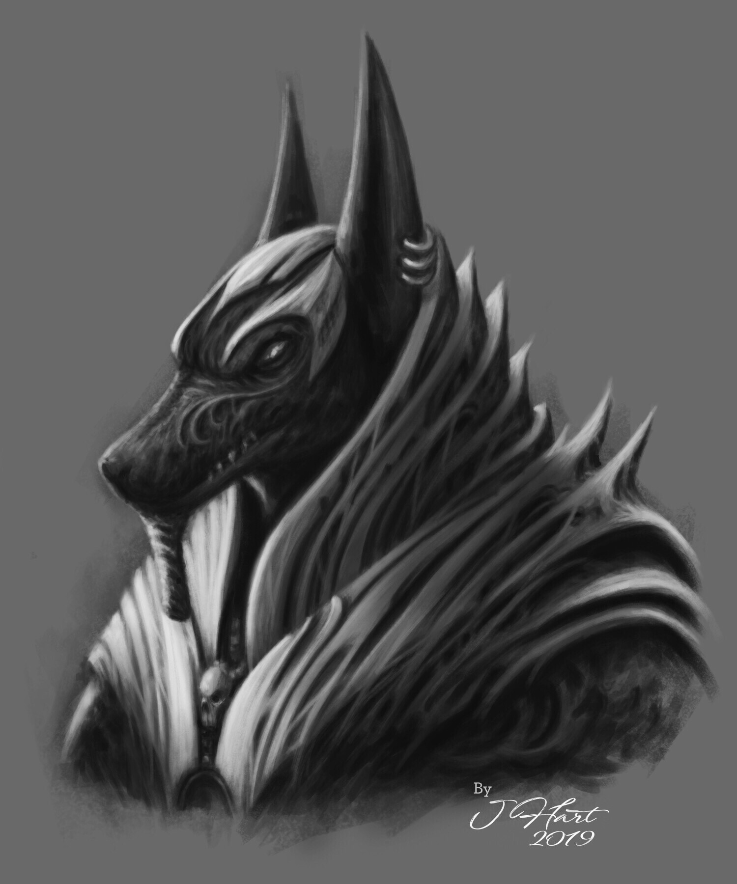 ArtStation - Anubis sketch, texture practice