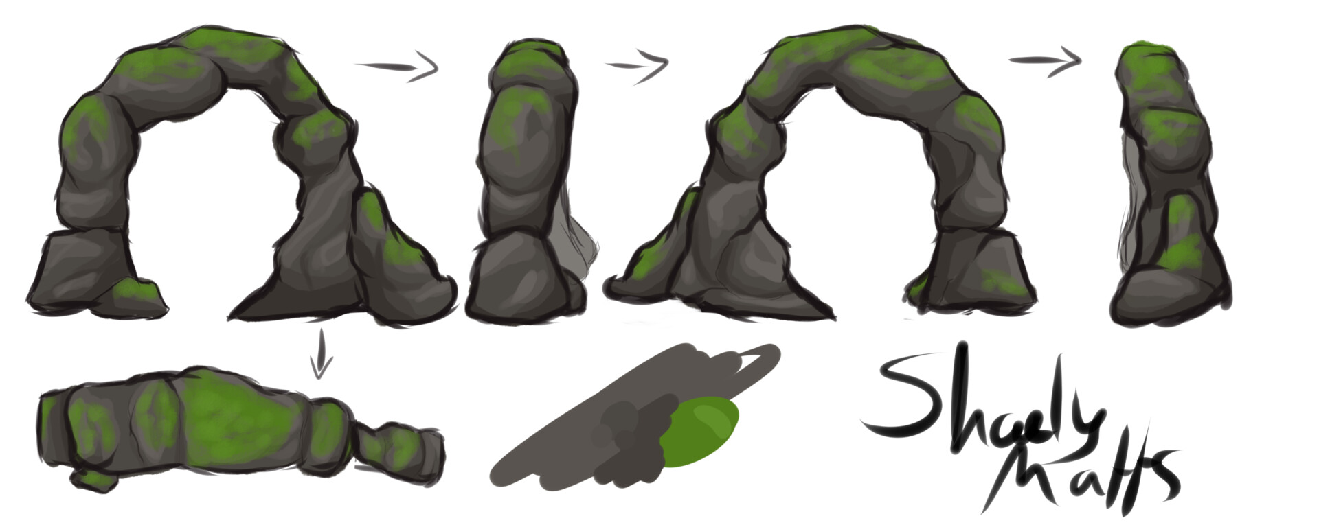 Isaac Matts - Fallen tree, rock arch, aloe plant 3d Models