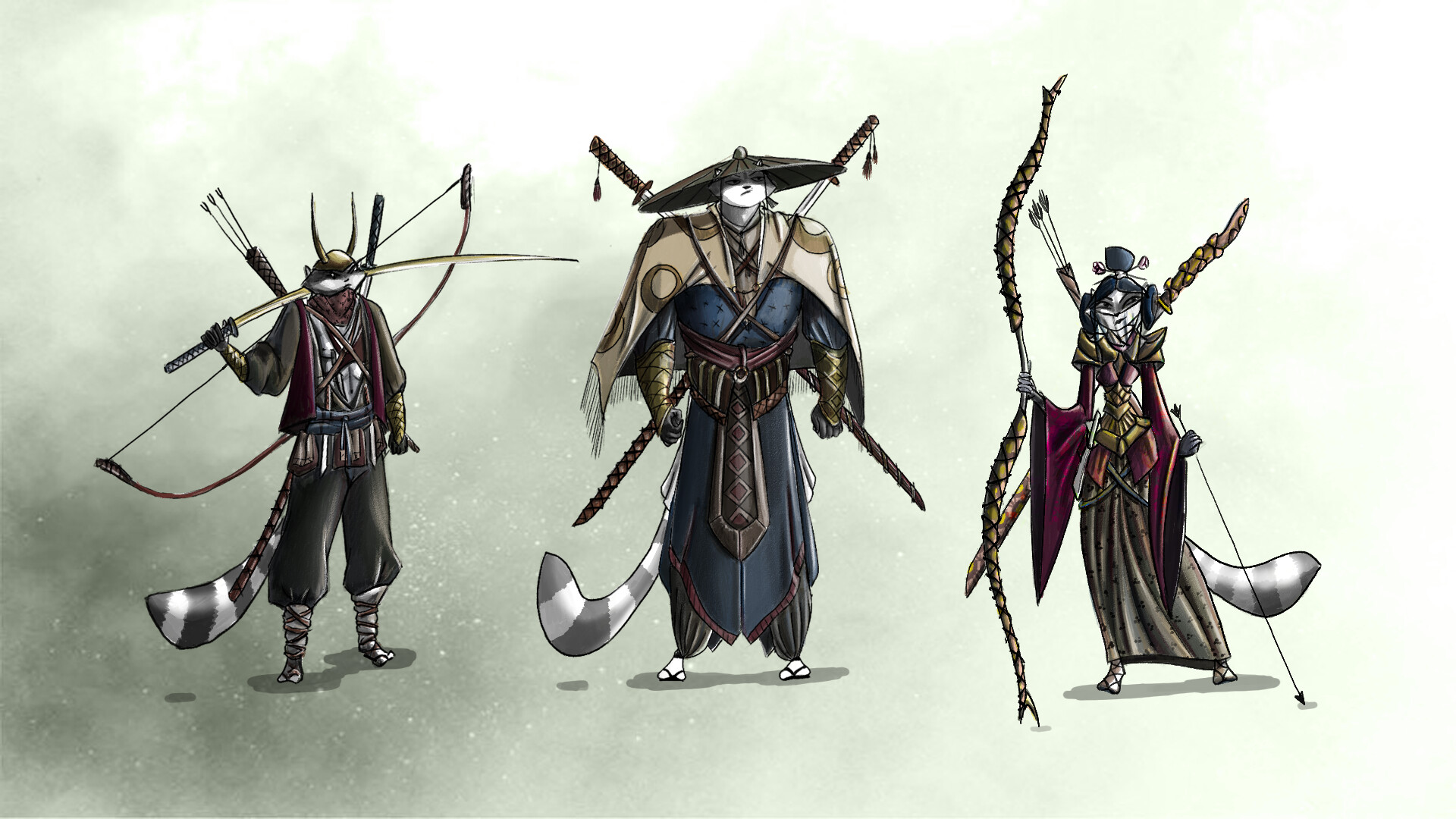 ArtStation - samurai raccoons character design