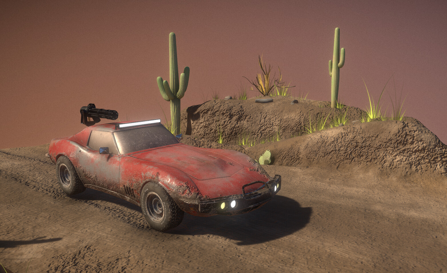 ArtStation - Post-Apocalyptic Desert Corvette Stingray