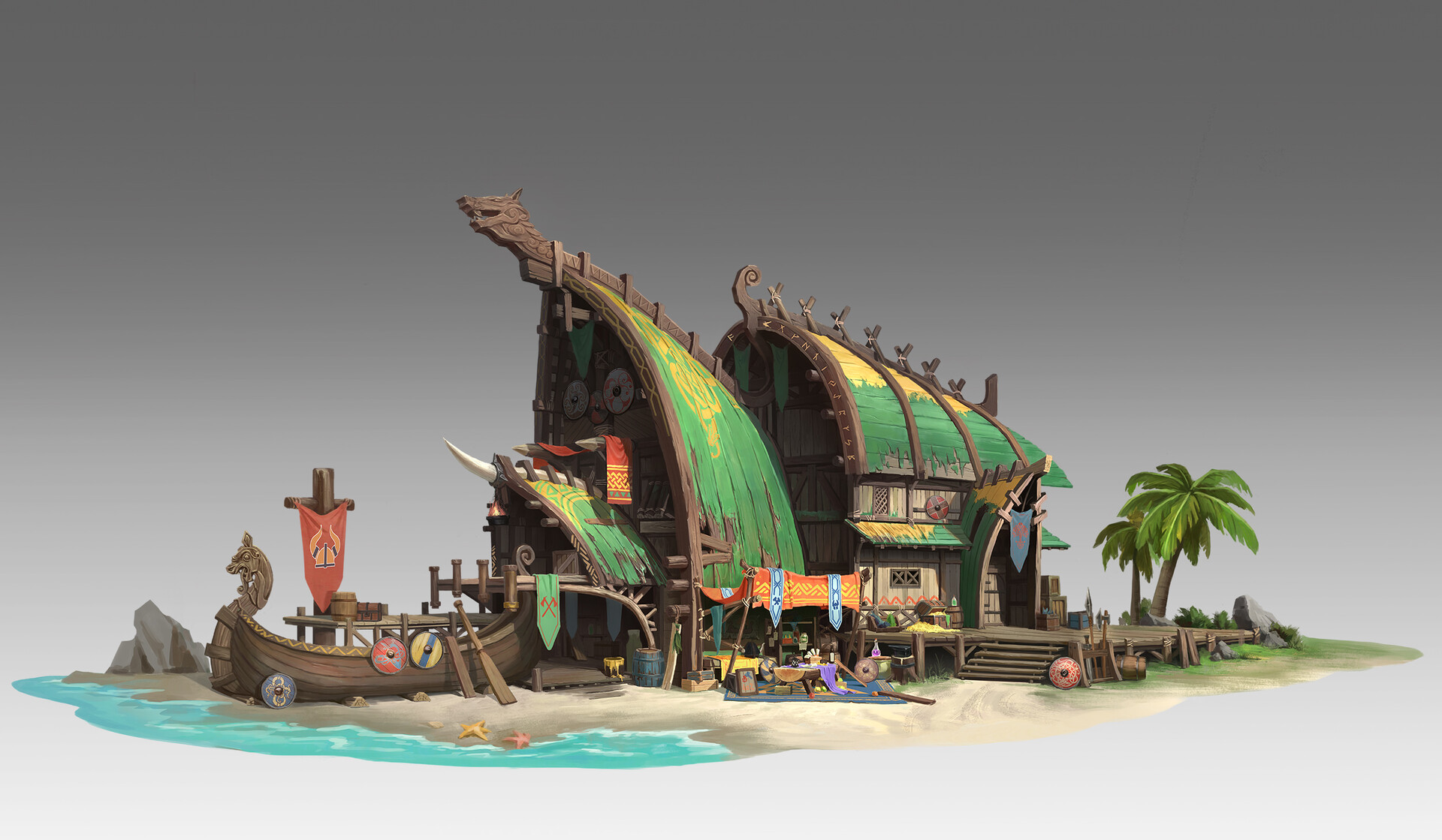 ArtStation - Viking shipyard【维京船坞】