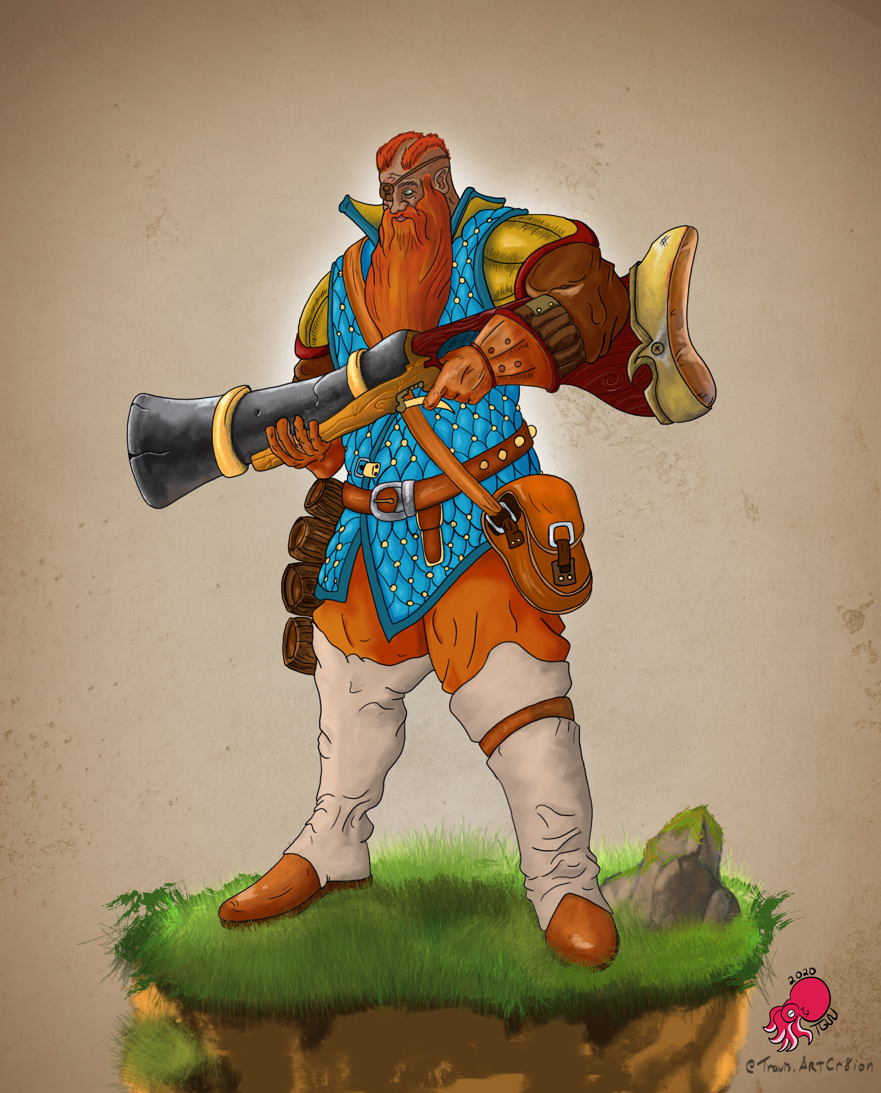 Travis Williams - The Half-Giant and his Blunderbuss | D&D Character design