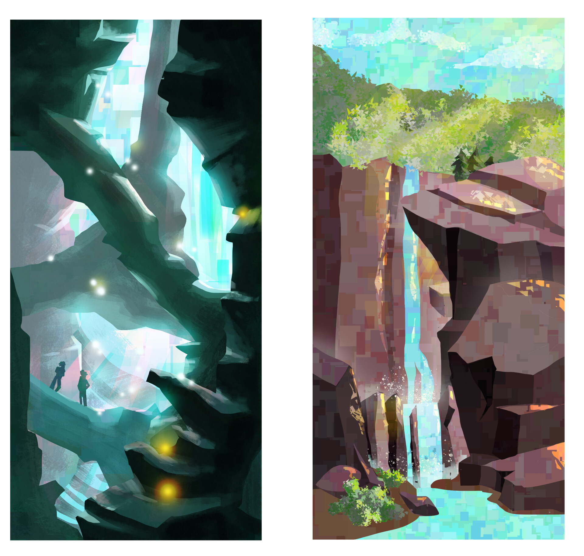 ArtStation - Cave and Waterfall Studies