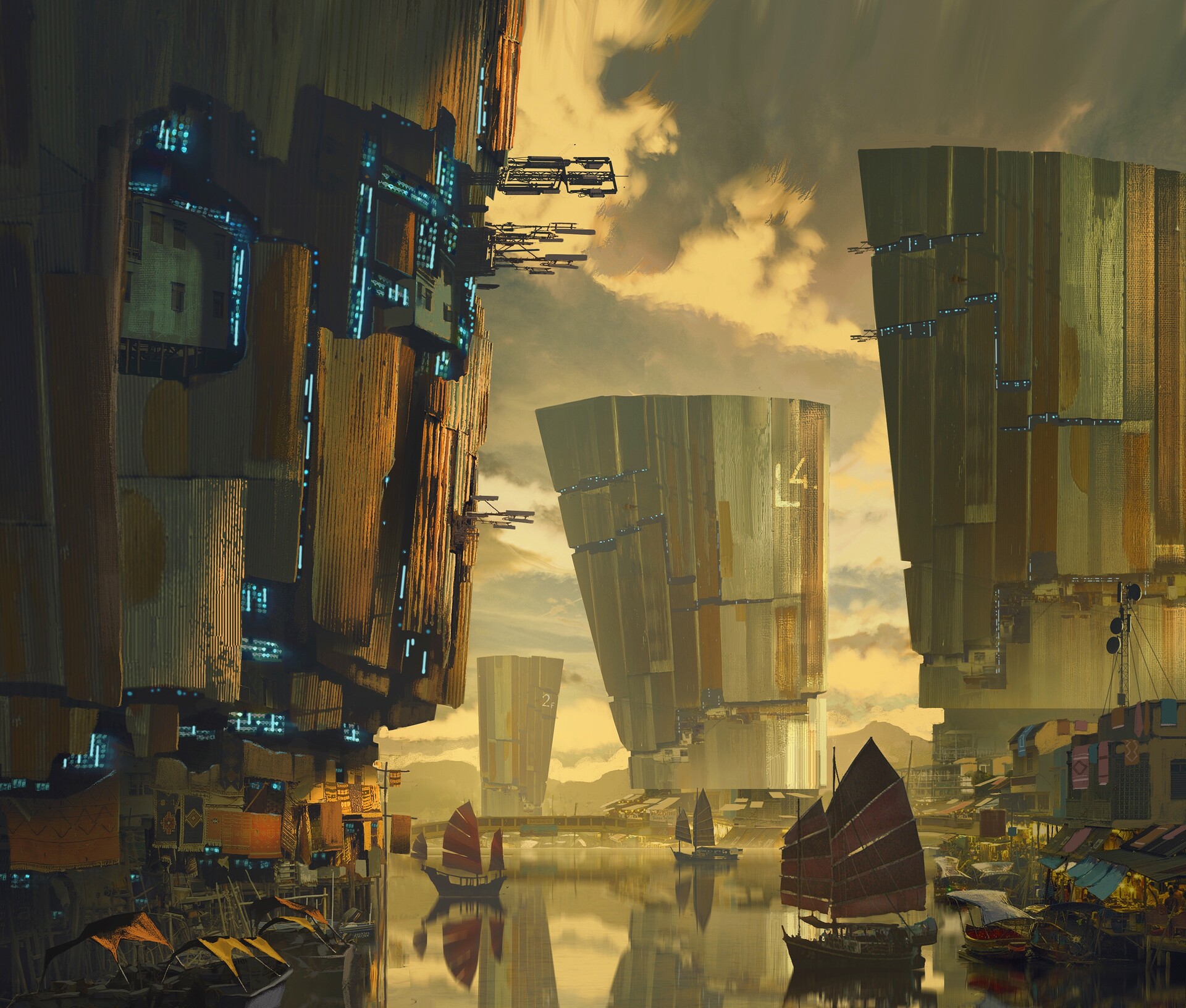 Cyberpunk Fishing Village by Anthony Brault : r/artoftheninthworld