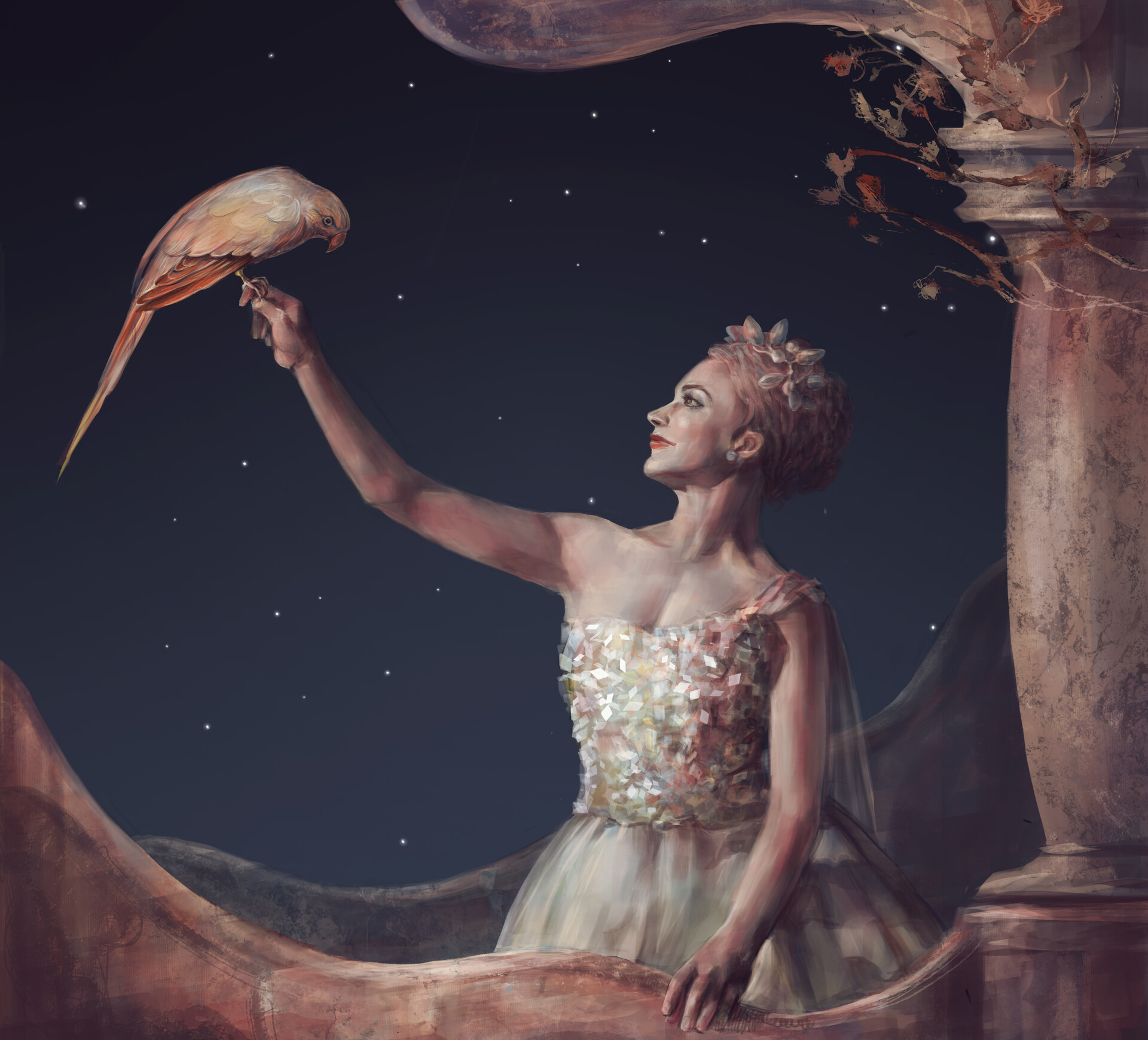 ArtStation - woman with parrot