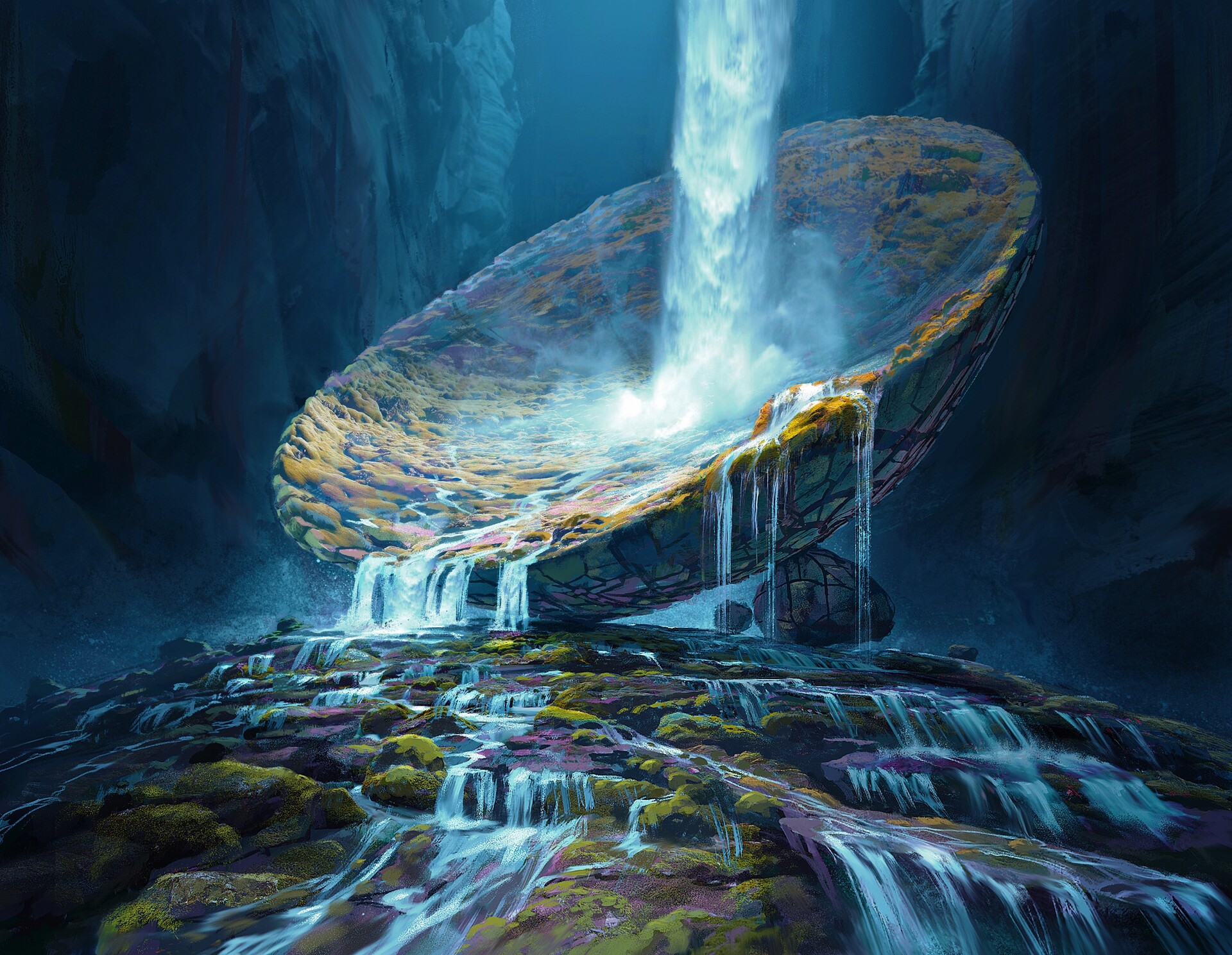 Sacred Rock by Anthony Brault : r/ImaginaryWaterfalls