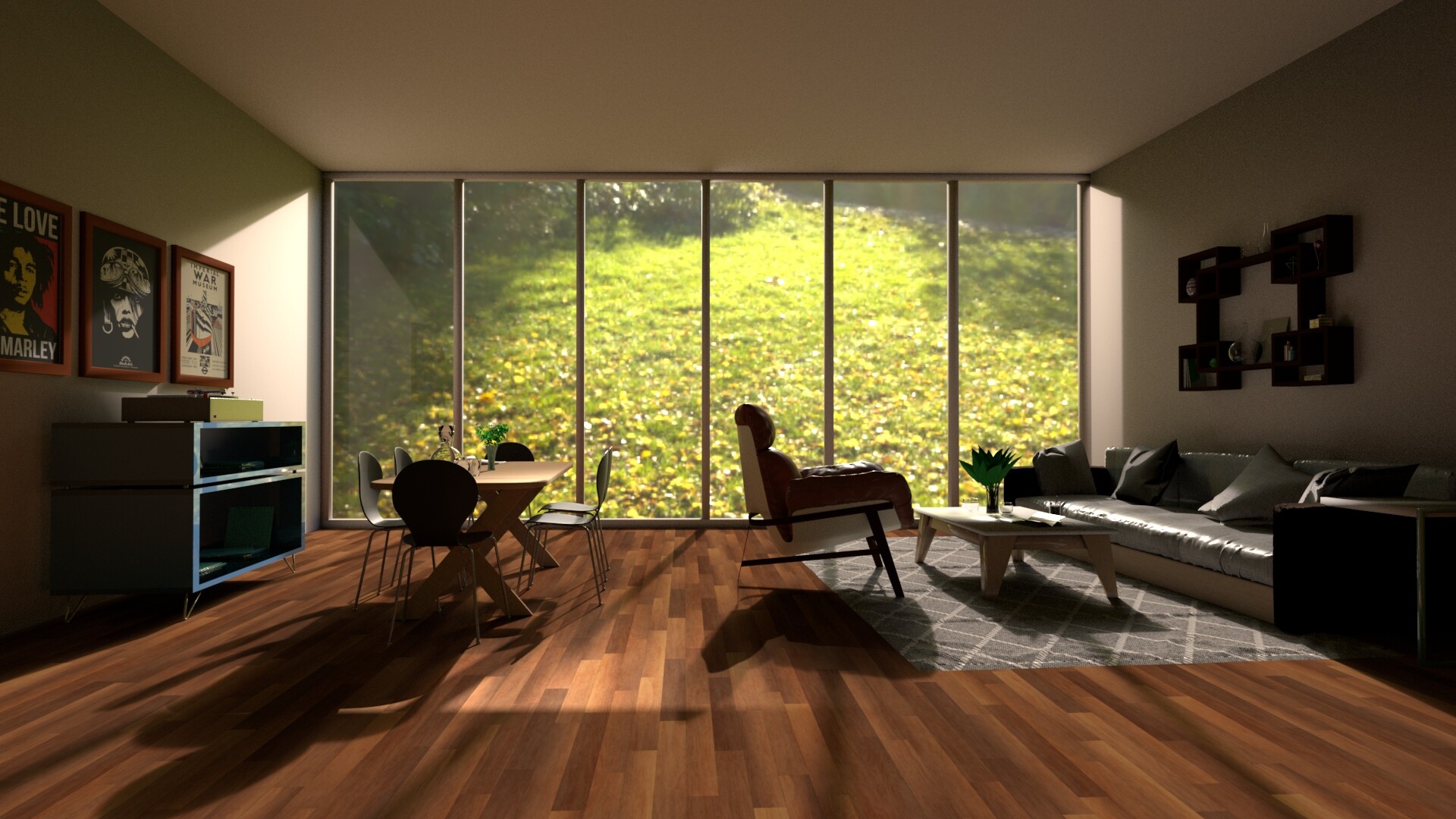 ArtStation - Modern room modeling with lighting and texture.