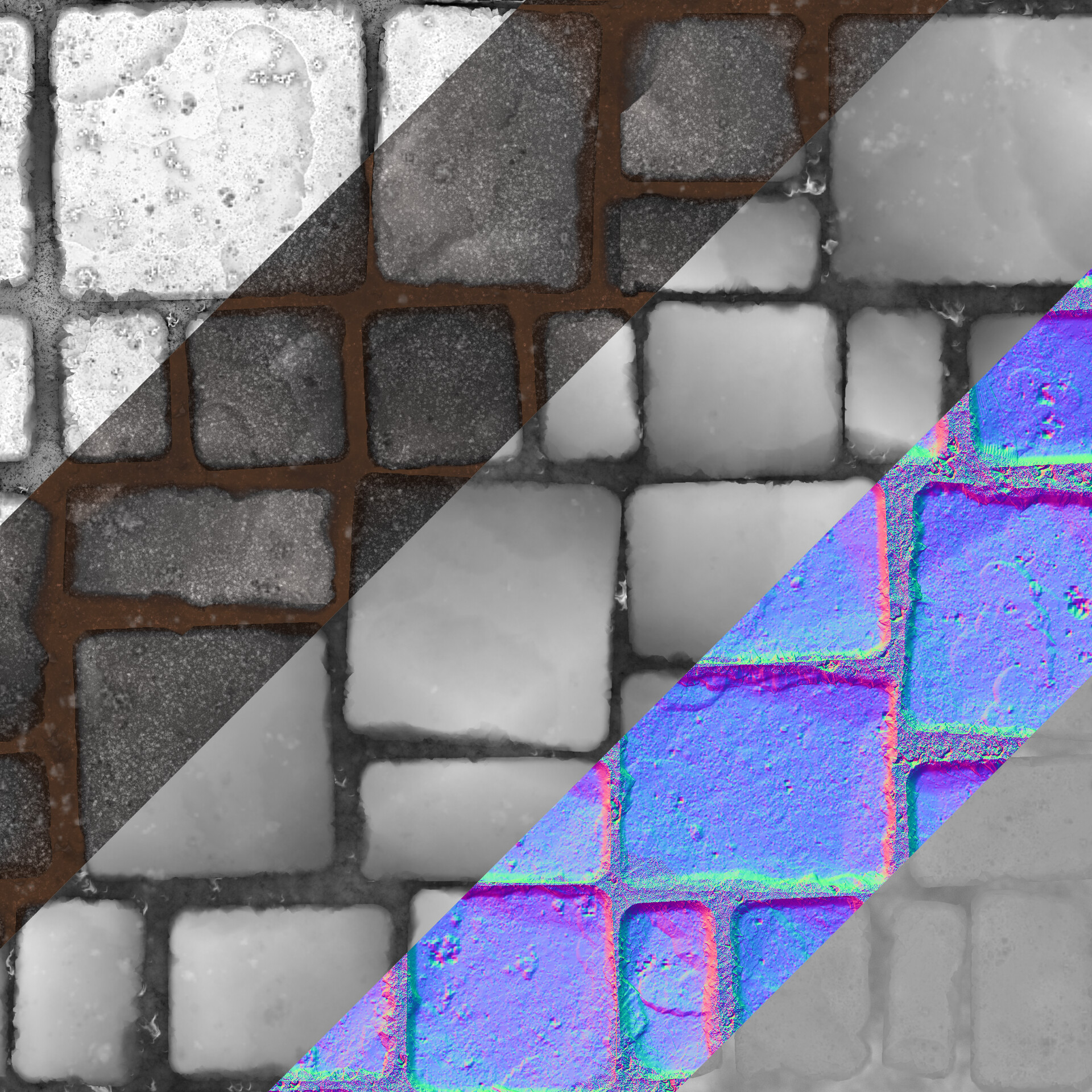 Environment Art Portfolio of Wyatt Zink - Stone Pavers Material Study