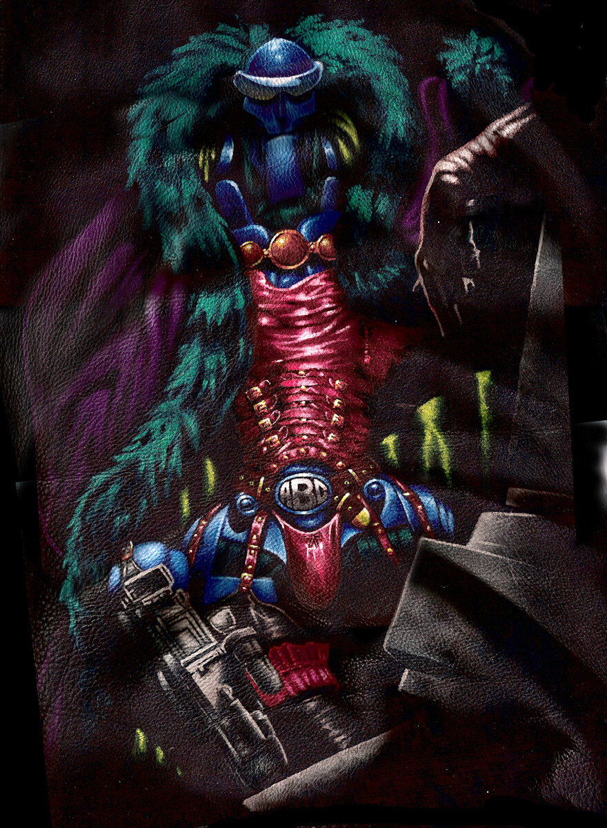 Colin Garratt - Joe Pineapples (Acrylic on Leather)