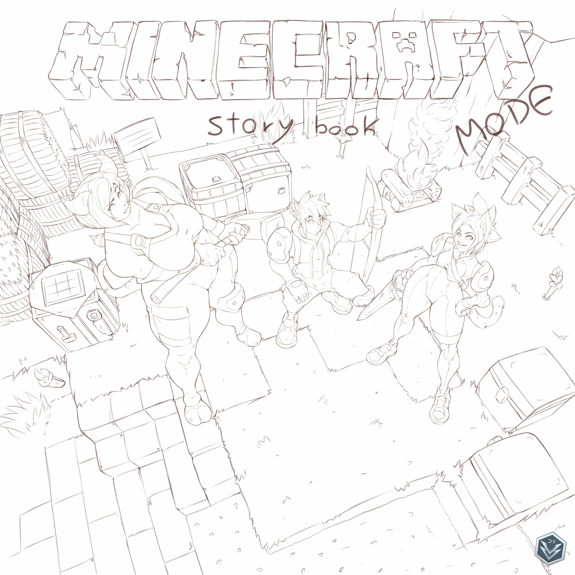 minecraft story mode coloring pages