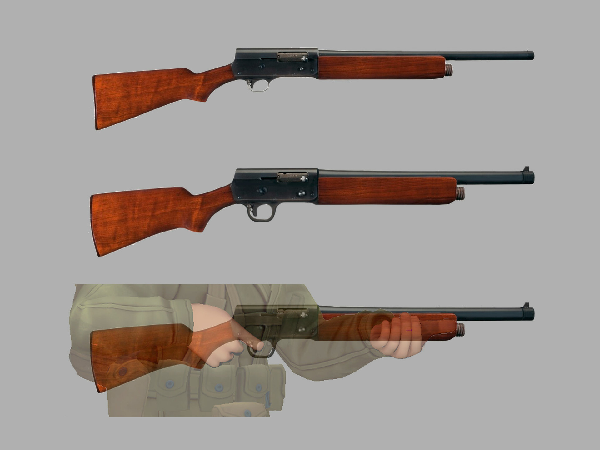 Andrey Makeev - Browning Auto-5. Low poly, Mobile | Frontline Guard: WW2
