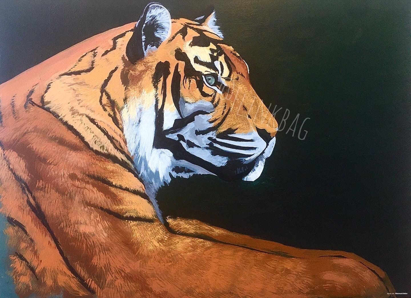 ArtStation - Acrylic tiger painting wip
