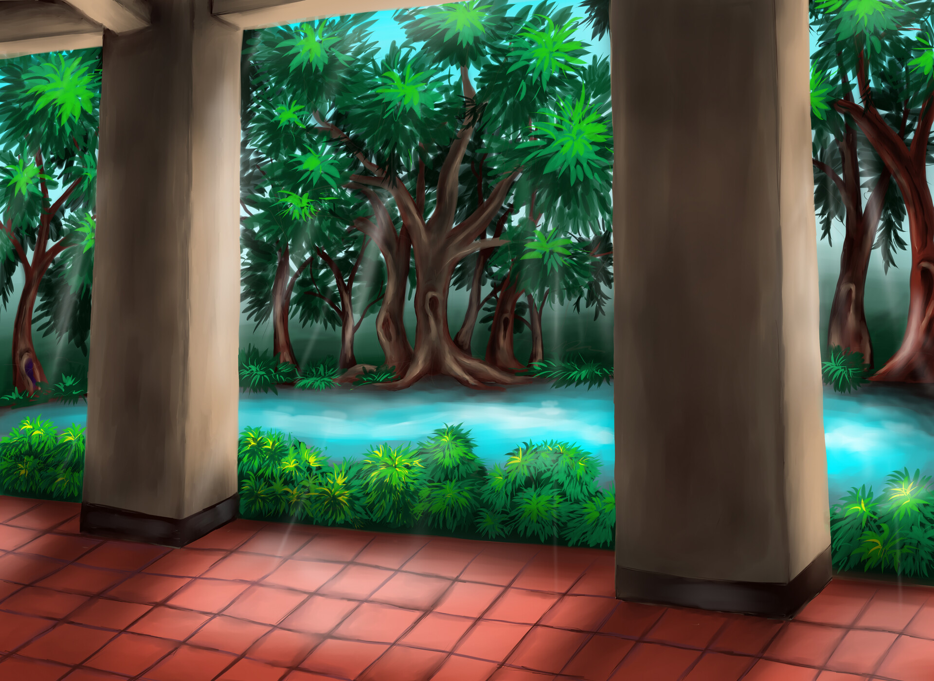 ArtStation - Hallway in the deep forest