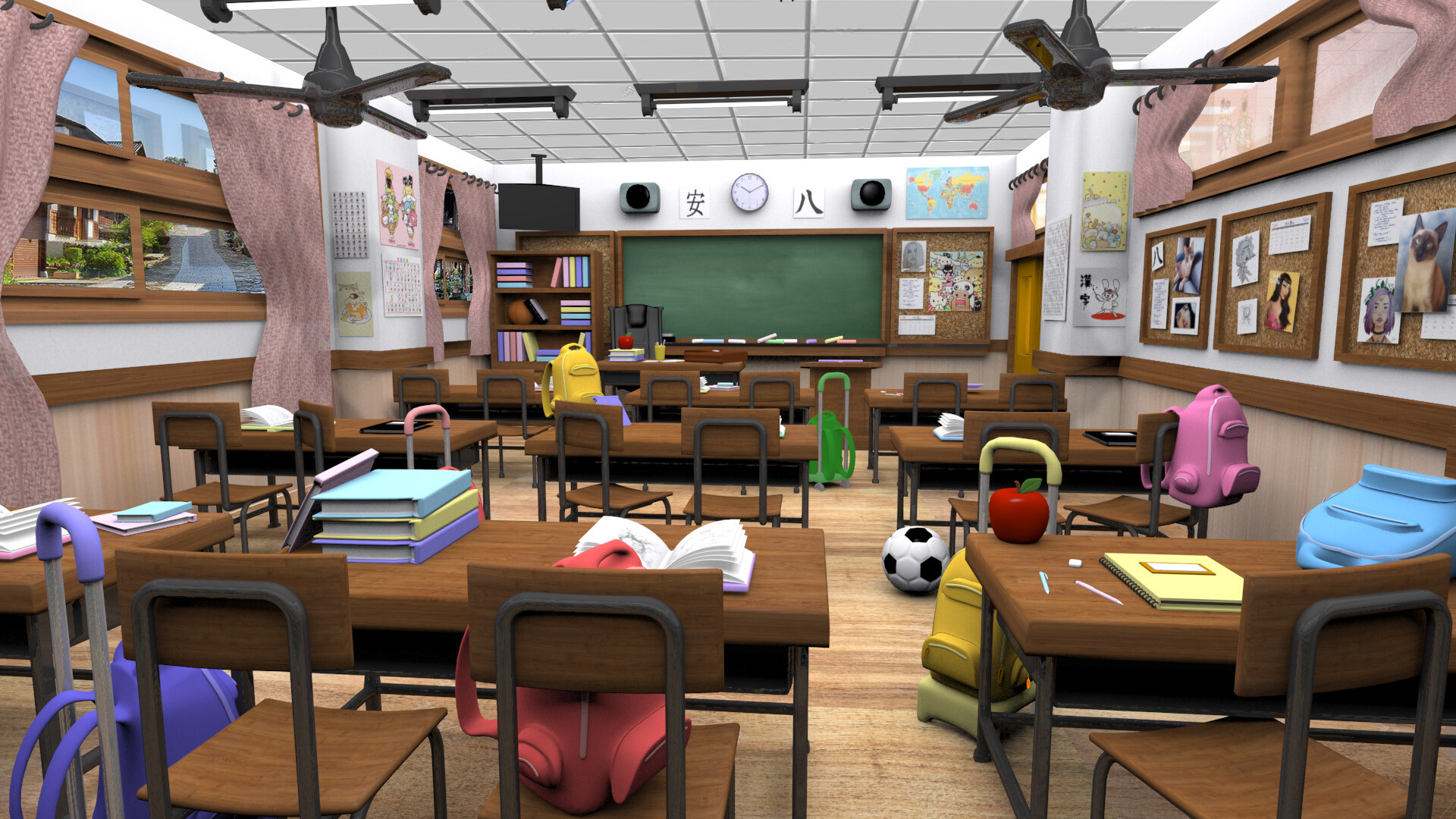 ArtStation - Japanese classroom: 3D Modeling