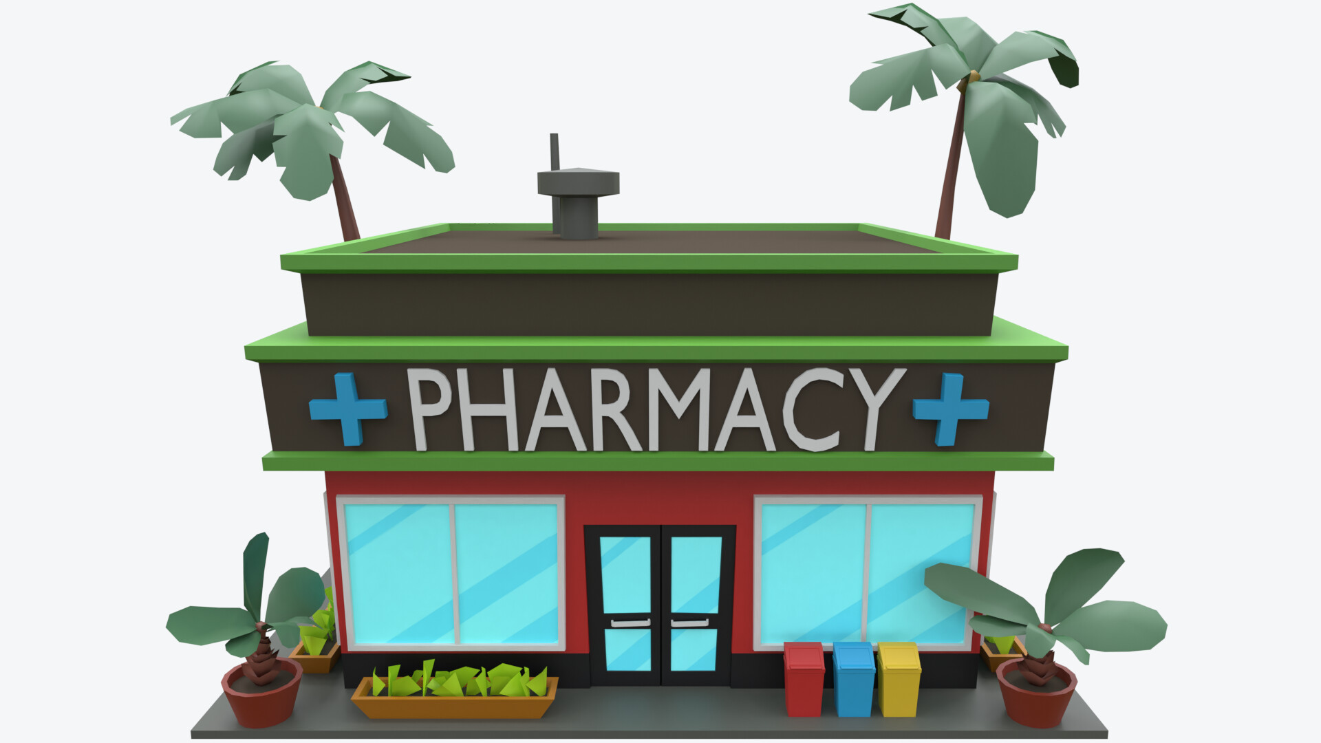 Pharmacy Building Cartoon