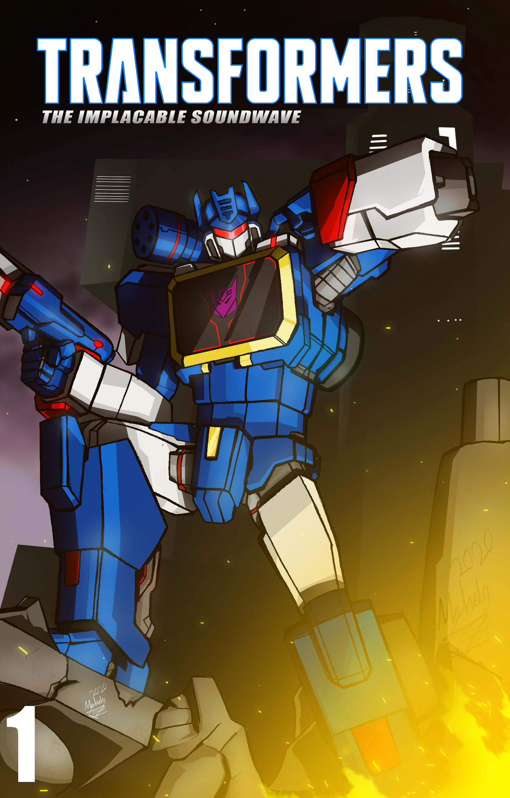 ArtStation - COVER COMIC TRANSFROMERS THE IMPLACABLE SOUNDWAVE 1