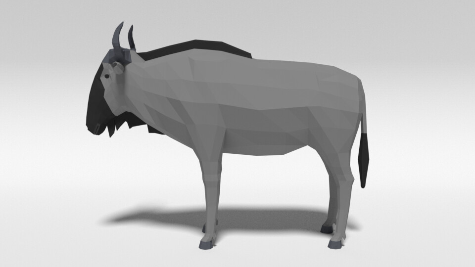 chroma 3D - Low Poly Cartoon Gnu Wildebeest Antelope