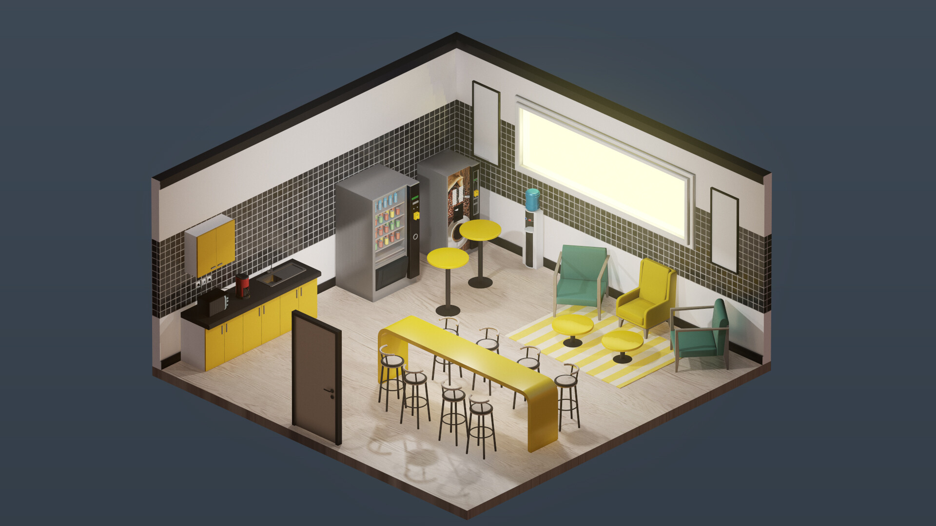 ArtStation - Isometric cafeteria