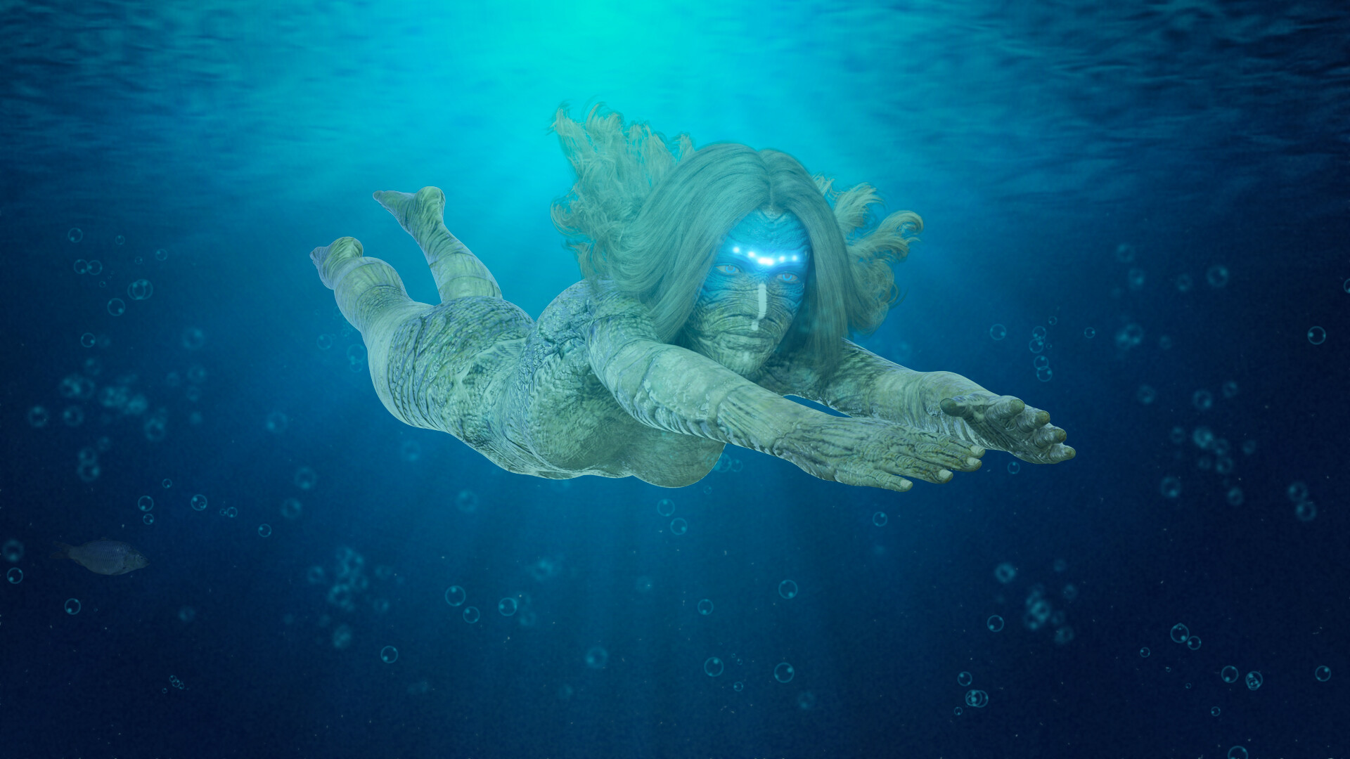 ArtStation - Alien swimming under the sea